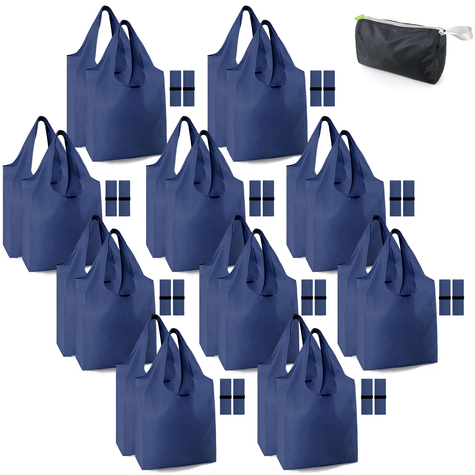 Amazon.com: BeeGreen 20 Pack Navy Blue Reusable Grocery Bags with ...