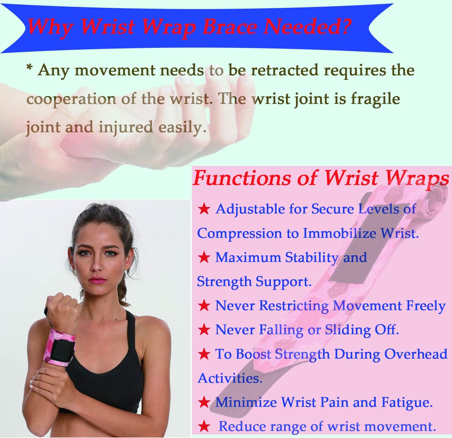 ACENTRY Nylon Cowboy Wrist Wraps Weightlifting Training Wrist Support ...