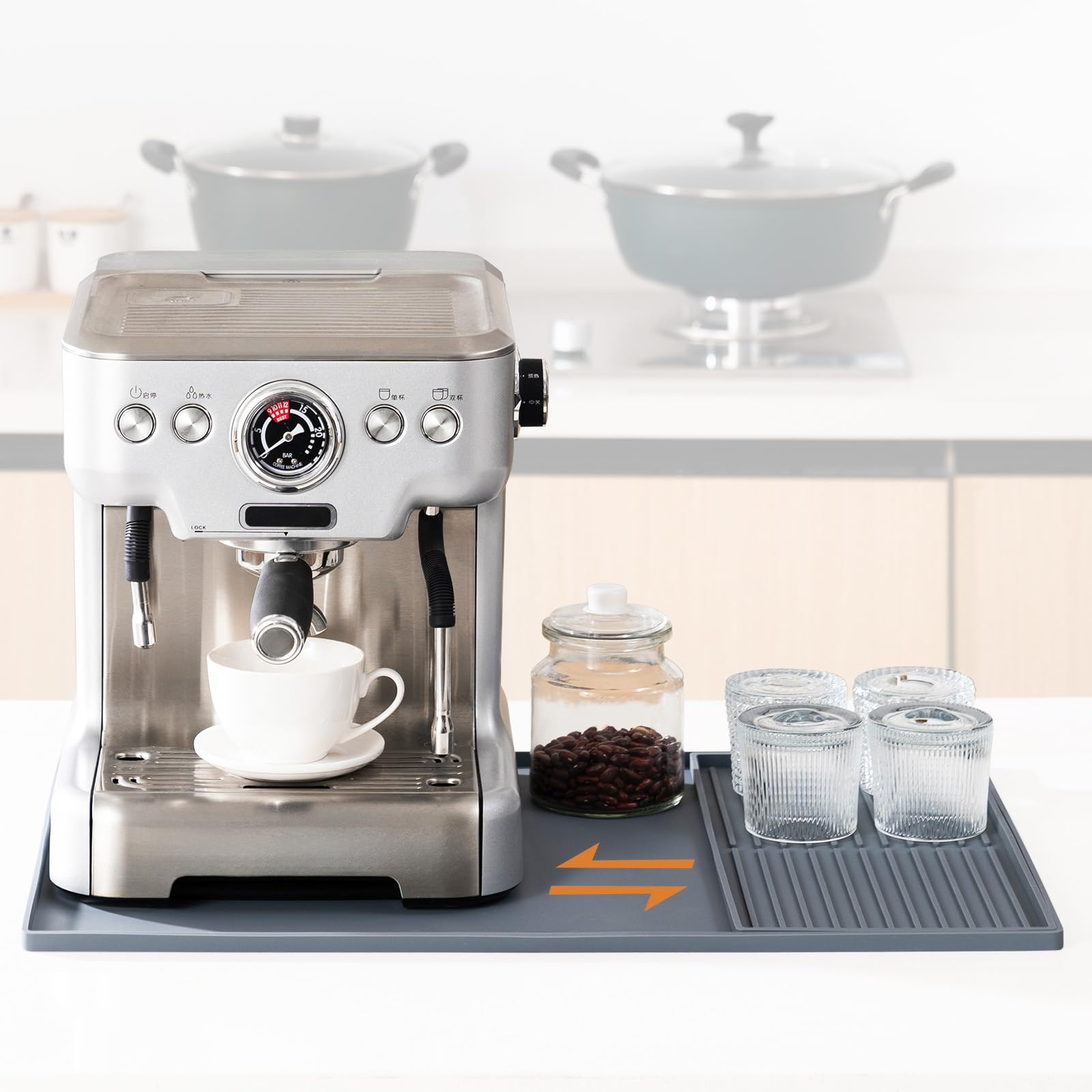 Amazon.com: Silicone Coffee Mat with Raised Edge, 24''x16''Coffee Bar ...