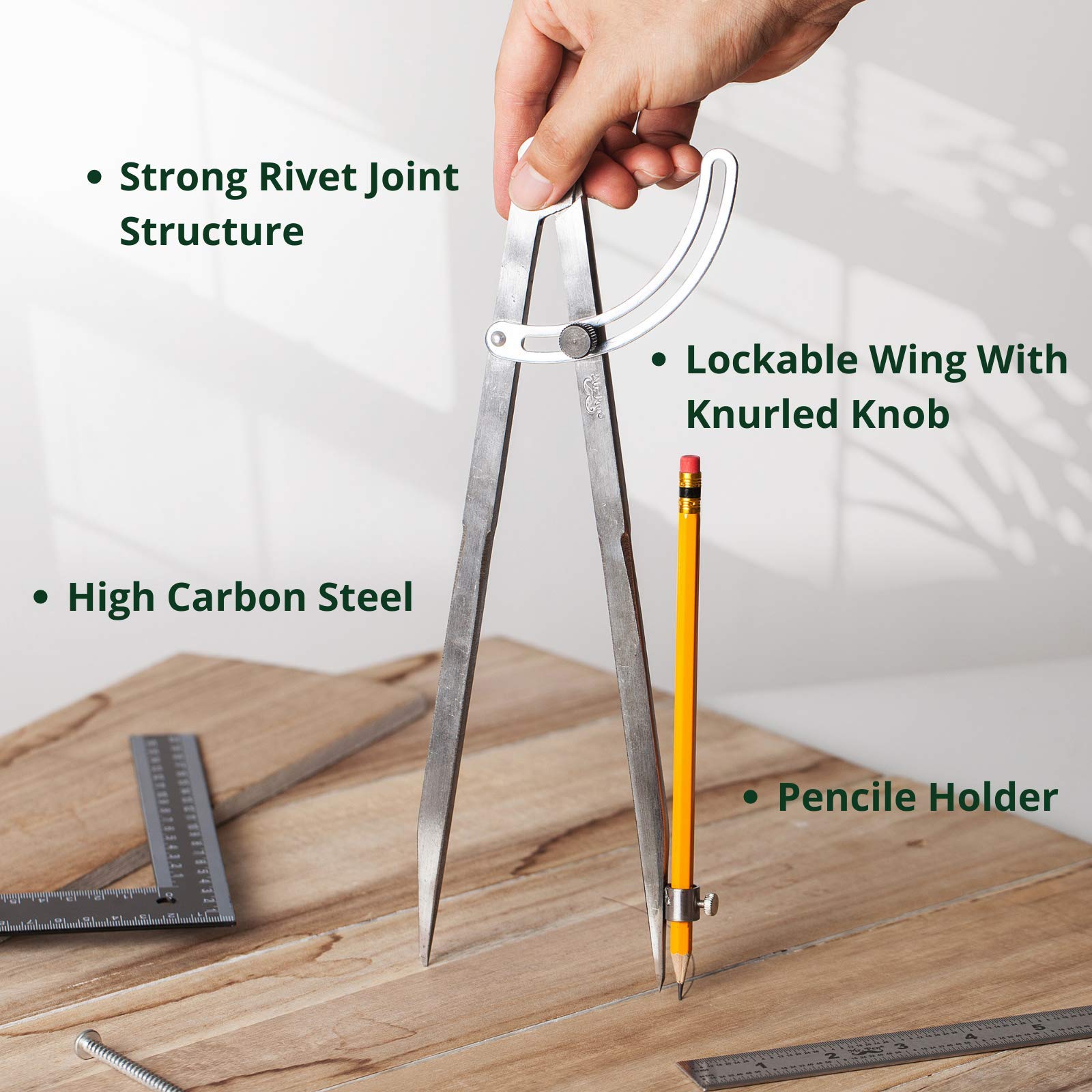 Mr. Pen- Professional Large Compass for Woodworking, 12 Inch Compass ...