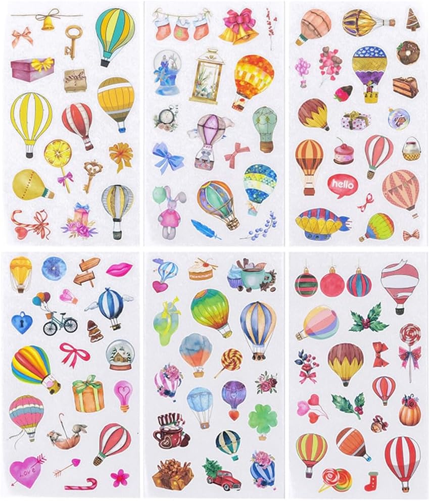 Amazon.com: Balloons Stickers for Kids 50 PCS Print Hot Air Balloon ...