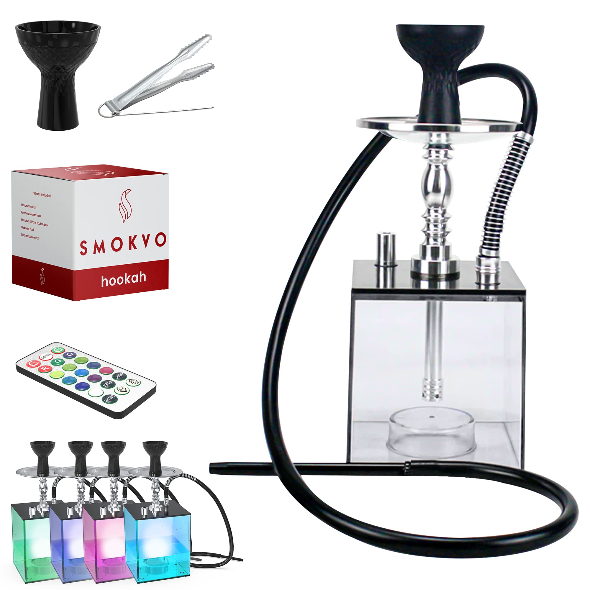 Smokvo Hookah Set, Premium Acrylic, Everything Included - LED Hookah ...