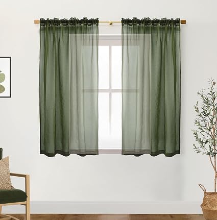 Amazon.com: XTMYI 48 Inch Semi Sheer Short Curtains for Windows ...