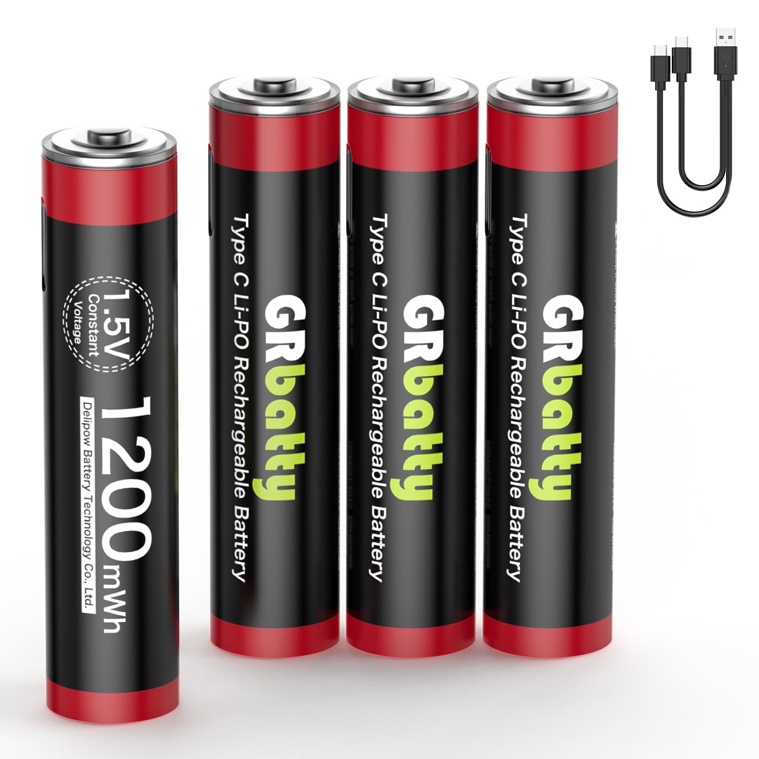 Amazon.com: GRbatty USB Rechargeable AAA Batteries Lithium, USB C ...