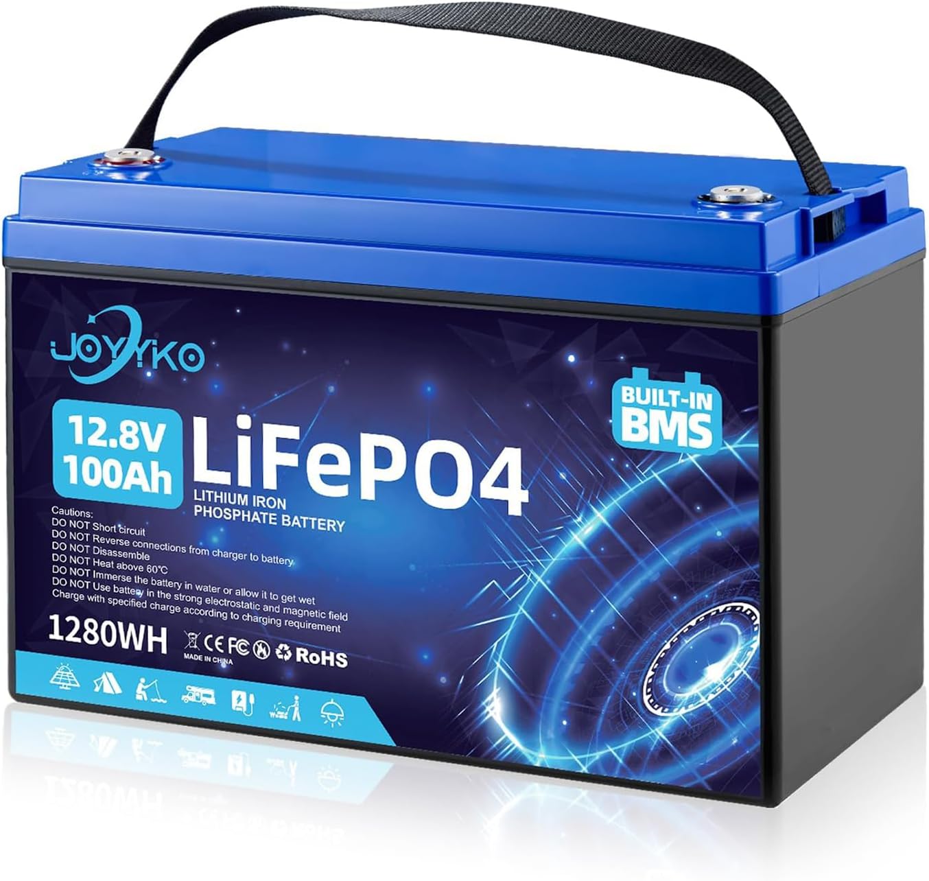 Timeusb Batteria al Litio 12V 100Ah Batteria LiFePO4, BMS 100A ...