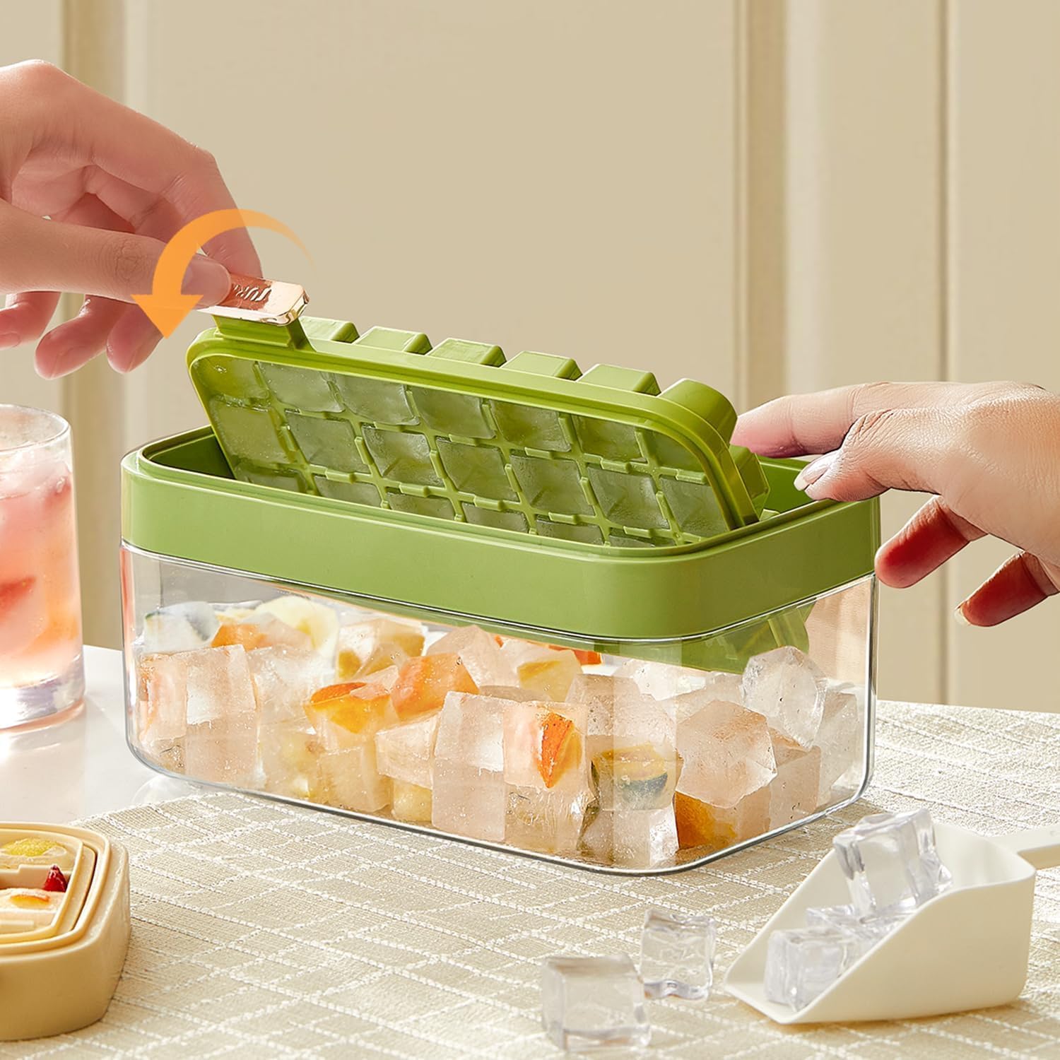 HomEternity Ice Cube Tray with Lid and Bin,Upgraded Flip Design Ice ...