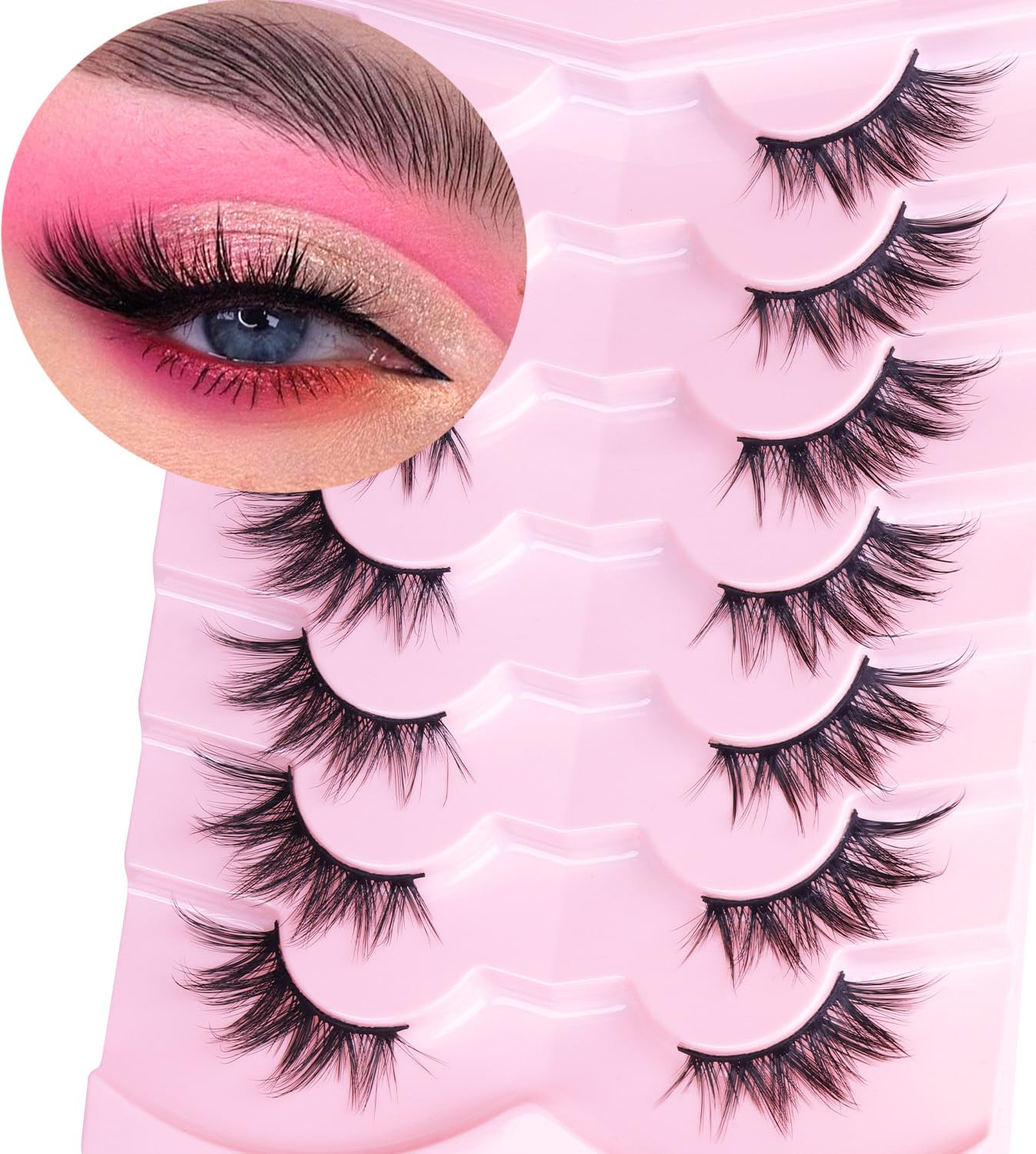 Amazon.com: Half Lashes Fox Eye Faux Mink Lashes Fluffy Wispy Eyelashes ...