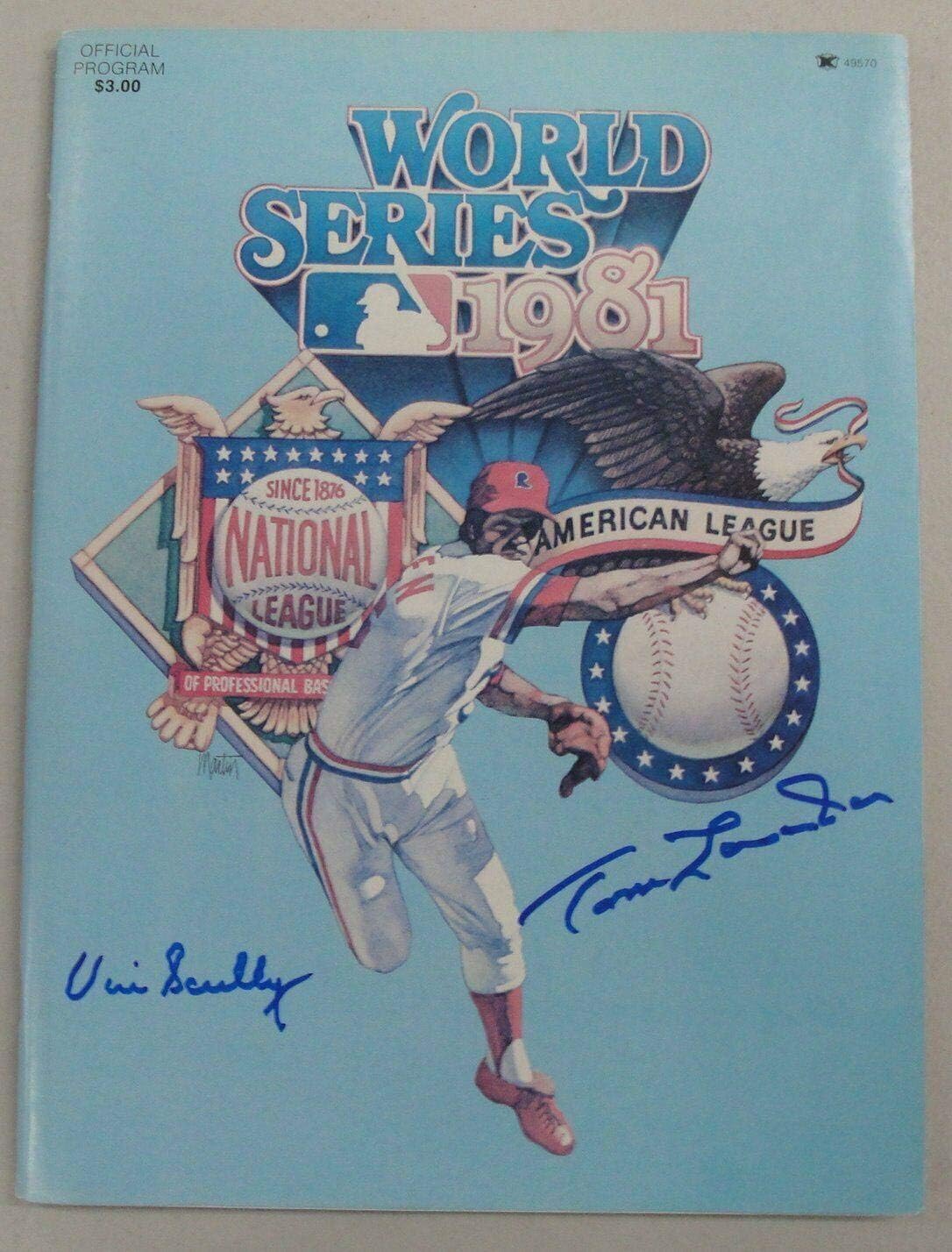 Vin Scully Tommy Lasorda Dual Hand Signed Auto 1981 World Series ...