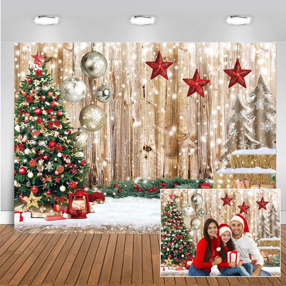 Amazon.com : CHAIYA 10X8FT Christmas Backdrop Wood Floor Backdrop ...