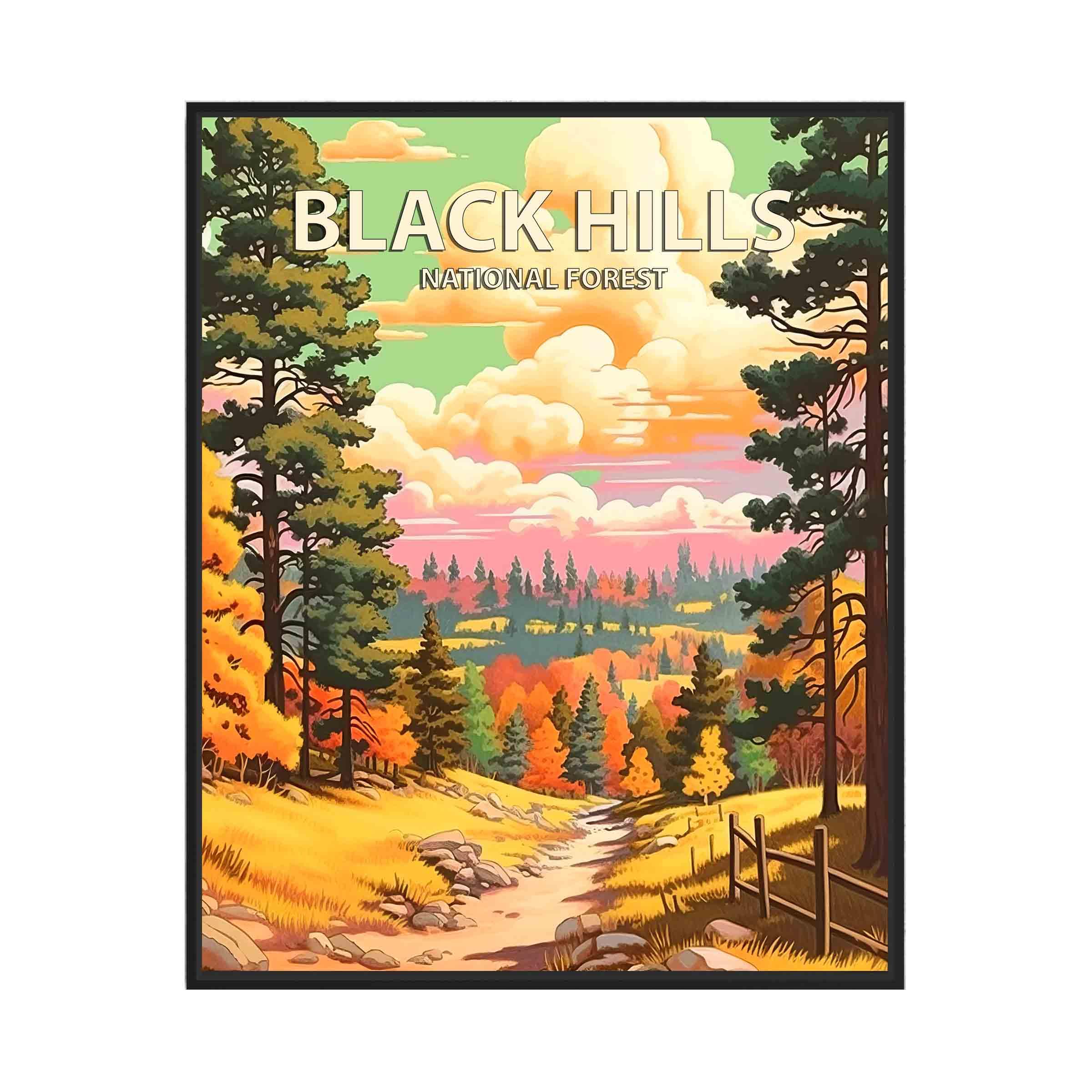 Amazon.com: Black Hills National Forest Poster Art Print Retro Mountain ...