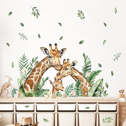 Amazon.com: Supzone Large Jungle Giraffe Wall Decals Safari Animals ...