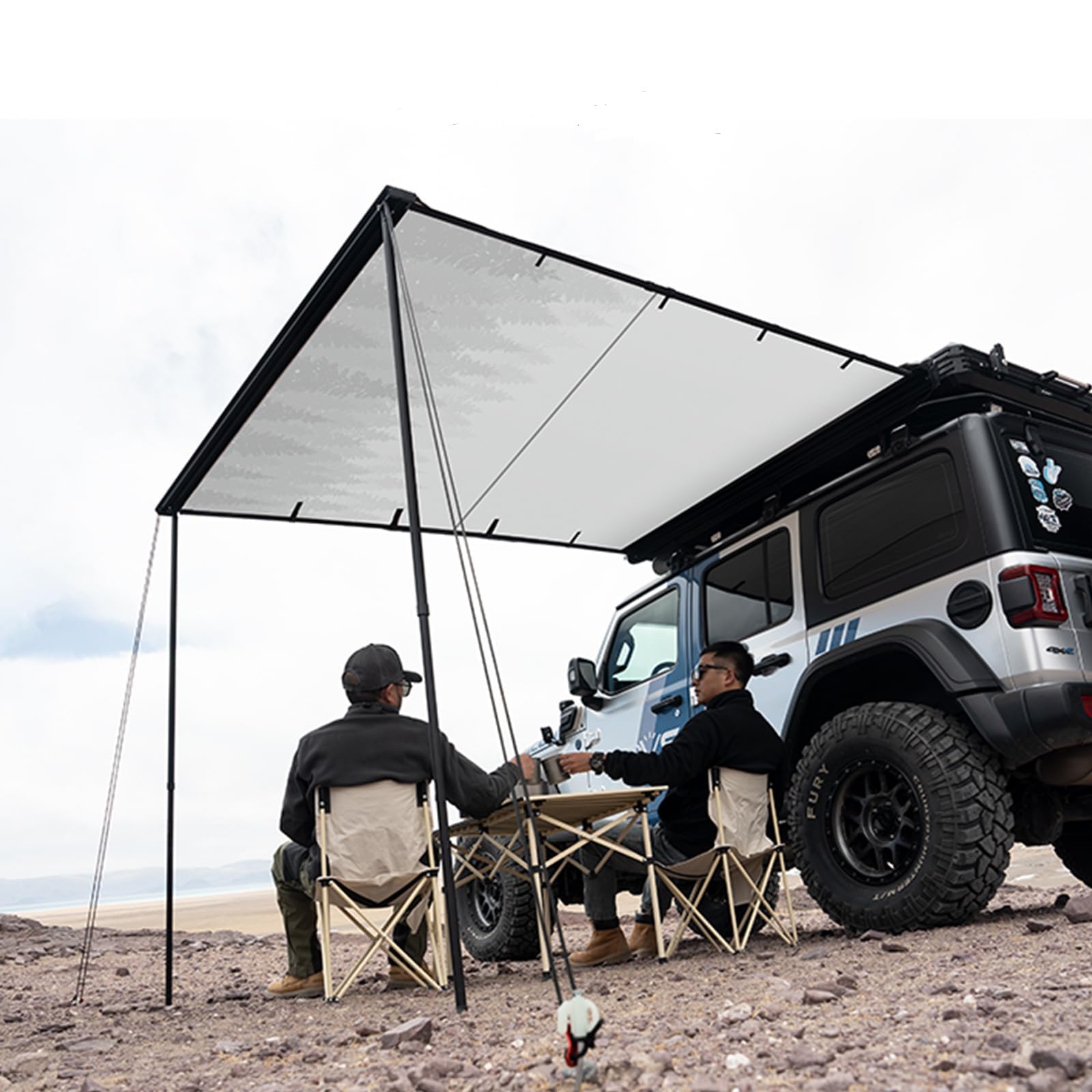 Snapklik.com : Vehicle Awning, 6.6x6.6ft, 5000mm PU Adjustable Height ...