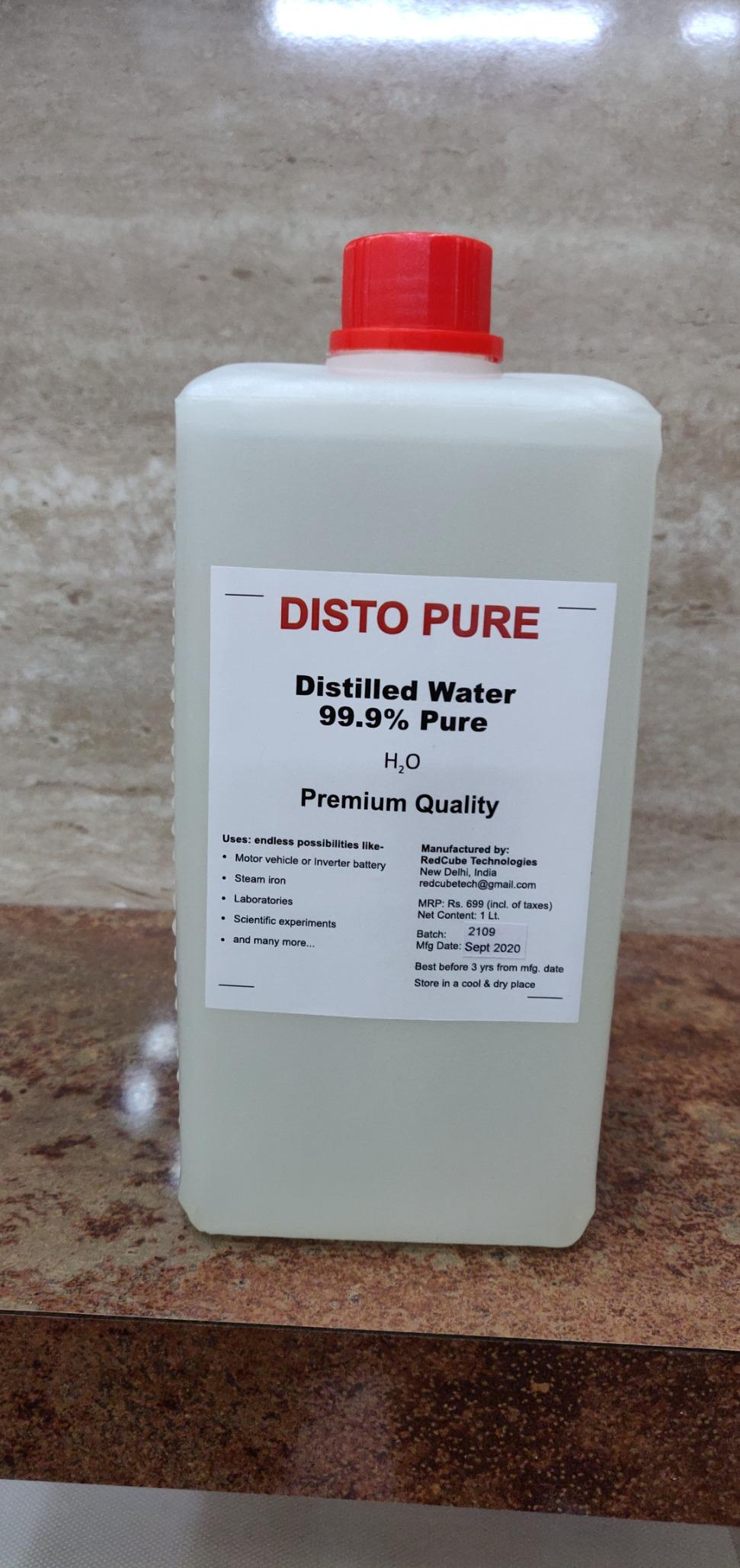 Disto Pure® - Distilled Water 99.9% pure (1 Liter) Water for Battery ...