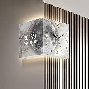 Amazon.com: SUZEPER Luxury Double-Sided Corner Wall Clock with LED ...