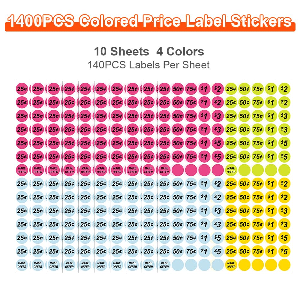 Snapklik.com : Garage Sale Stickers, 1400Pcs Yard Sale Stickers, Pre ...