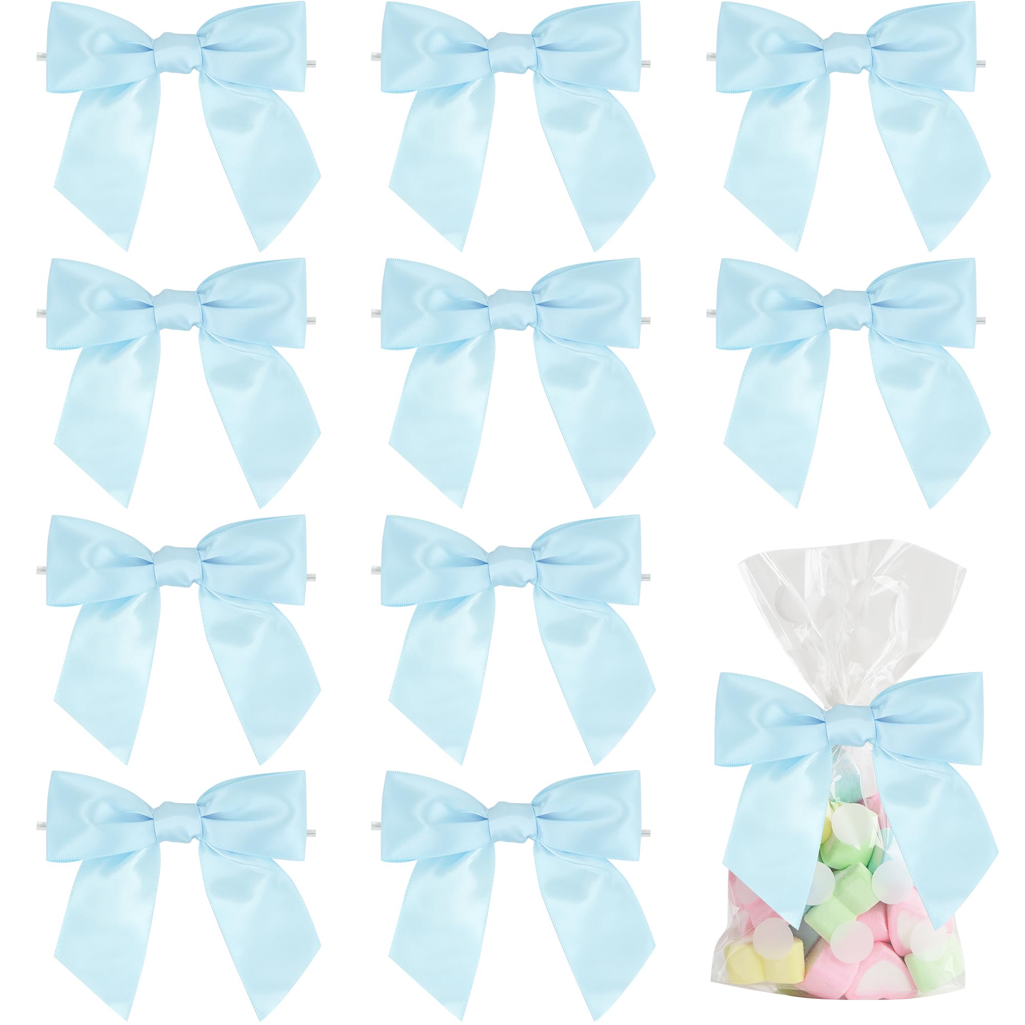 Amazon.com: AIMUDI Blue Bows for Baby Shower 4.5" Pre-Tied Baby Blue ...