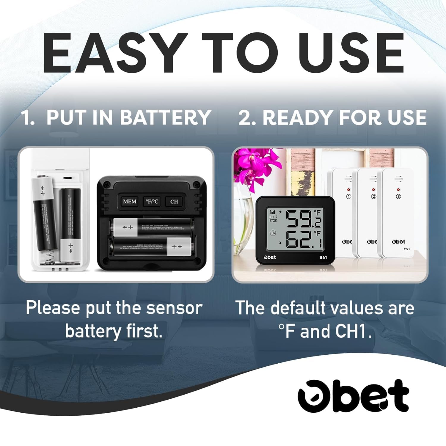 Snapklik.com : OBET Indoor Outdoor Thermometer Wireless