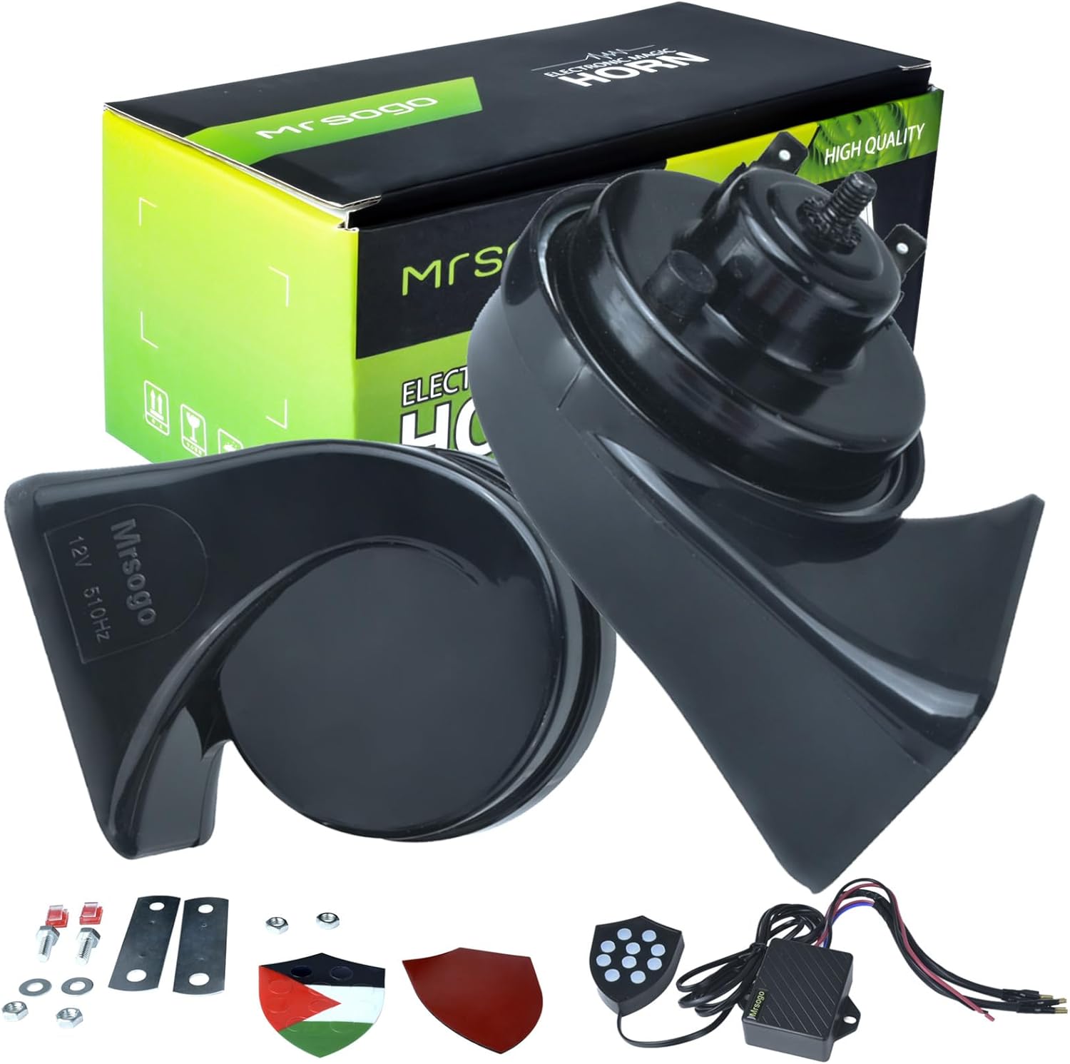 Amazon.com: Car Horn Snail Horn High Low Universal Electric Truck Horns ...