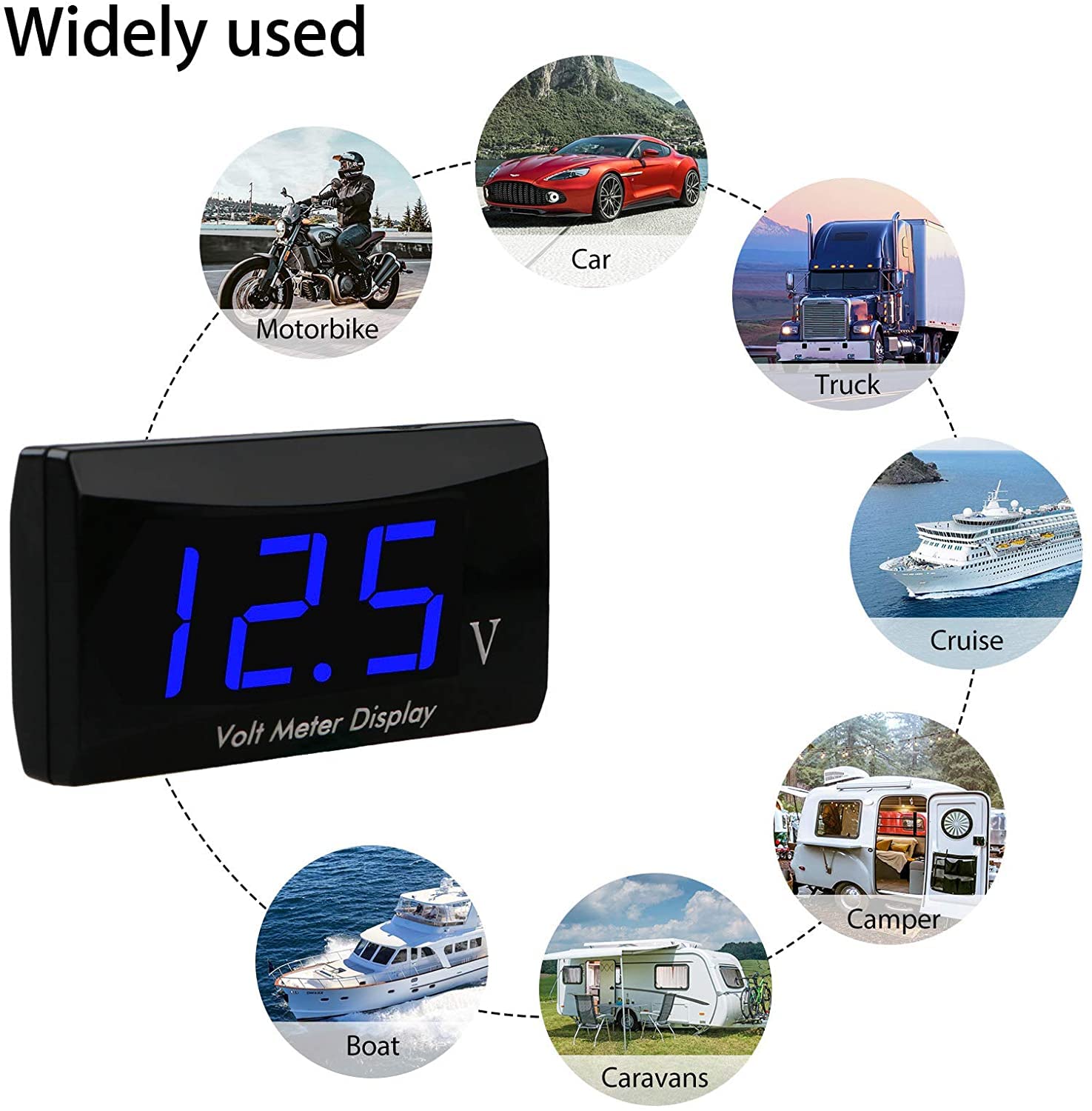Snapklik.com : DC 12V Car Digital Voltmeter Gauge, Waterproof LED ...