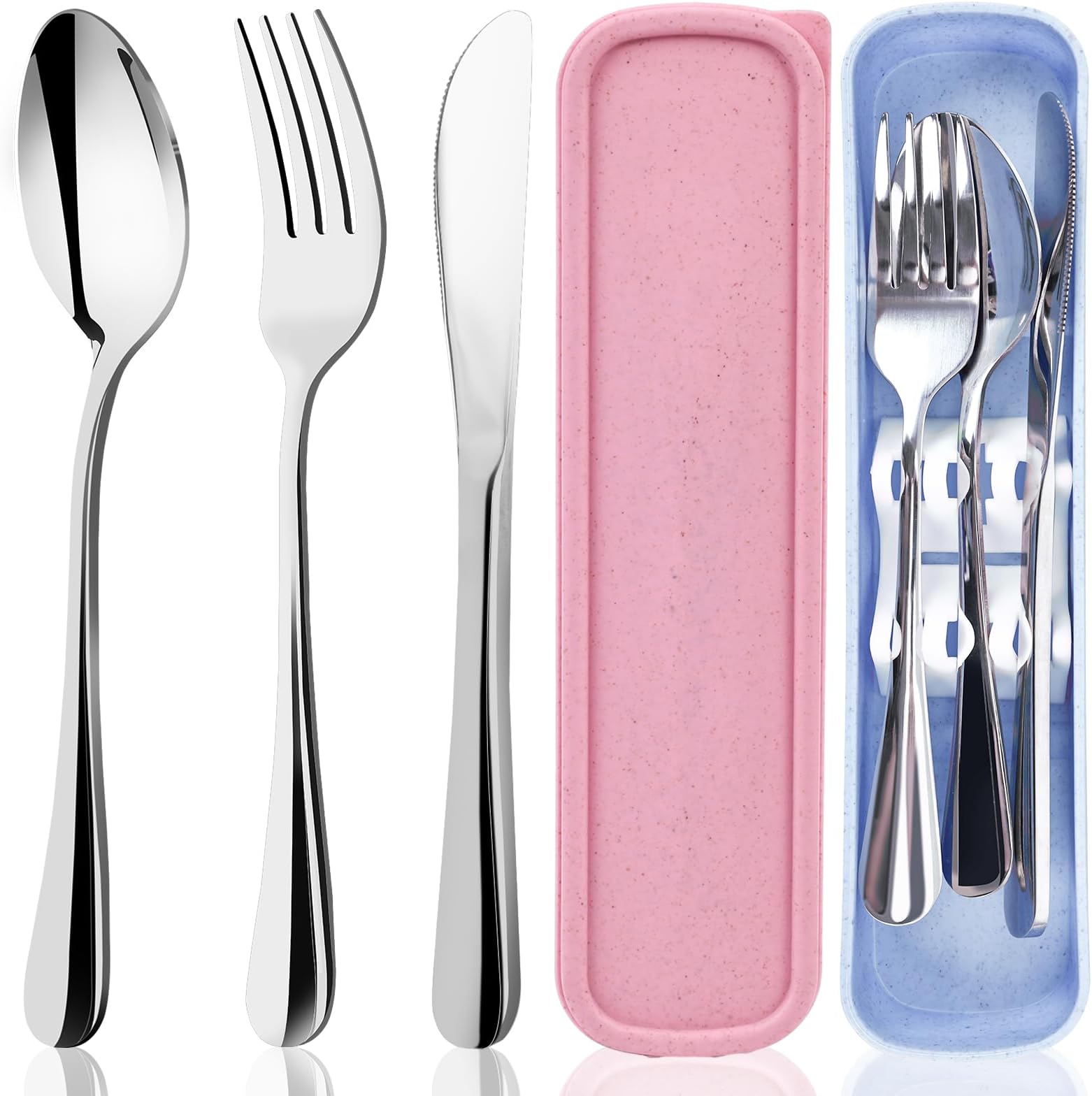 Amazon.com | Stainless Steel Flatware Set Reusable Cutlery Set Travel ...