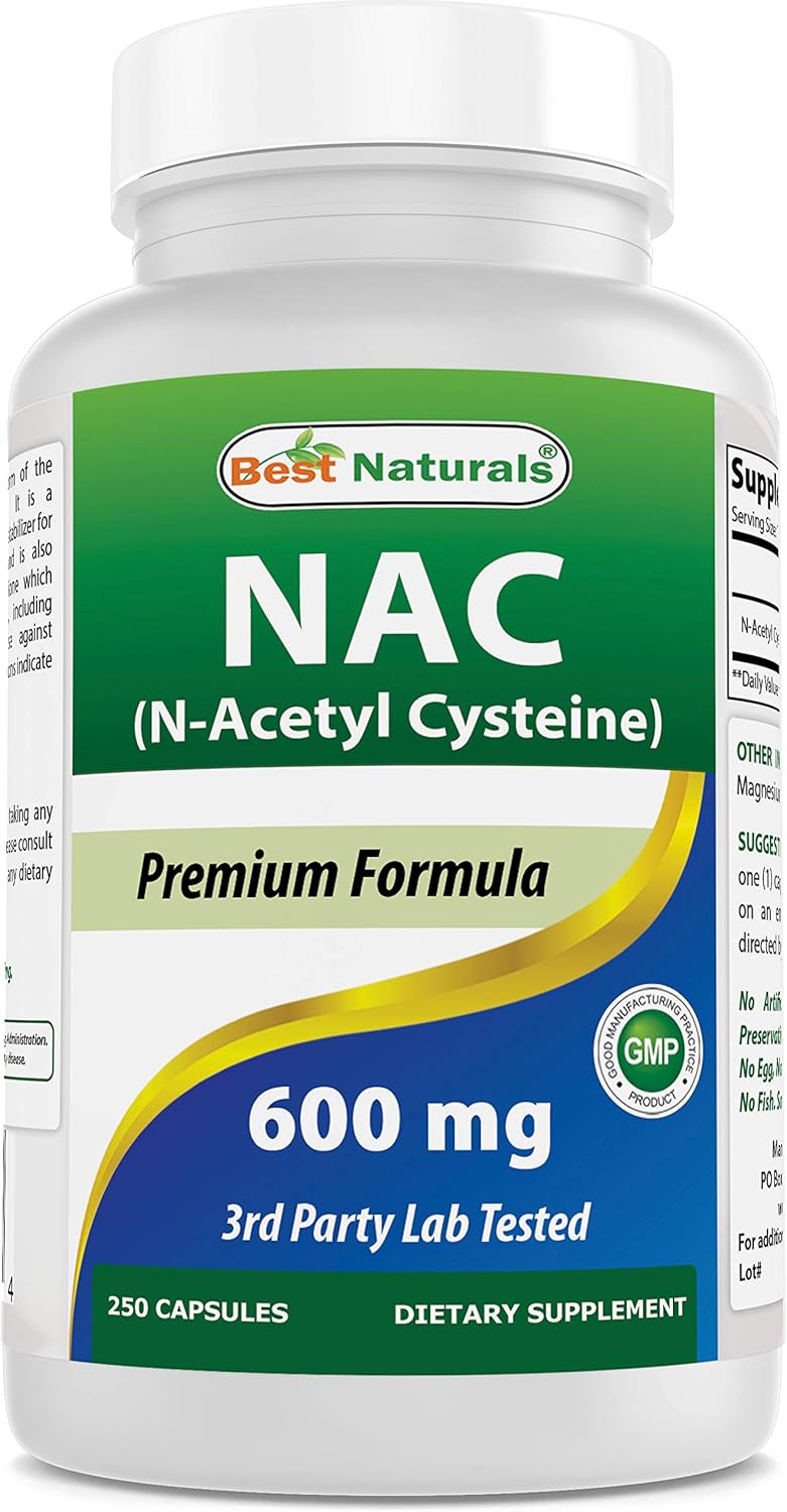 Amazon.com: Best Naturals NAC N-Acetyl-Cysteine 600 mg 250 Capsules ...