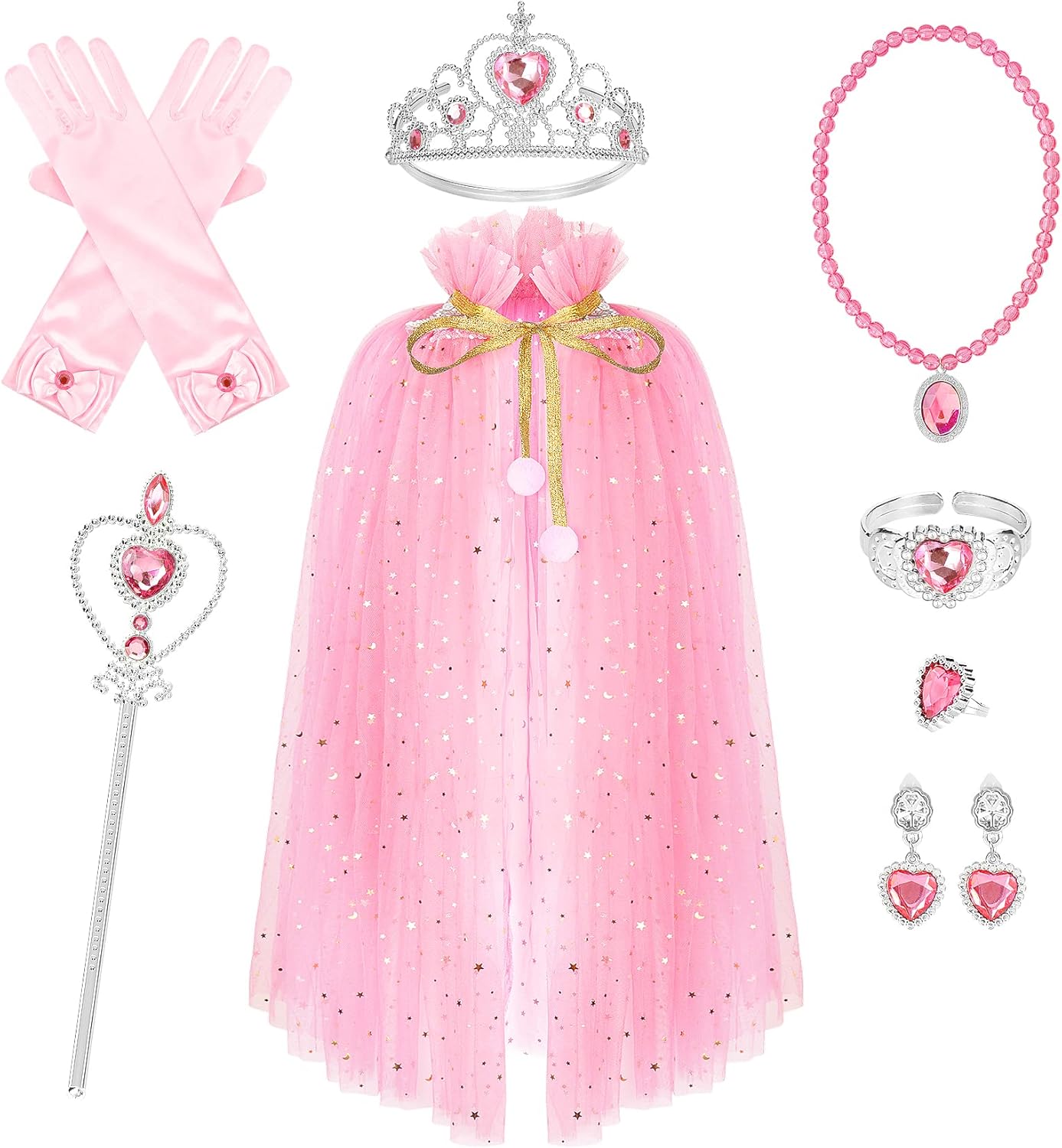 Amazon.com: Hapgo Princess Cape Set 9 Pieces Girls Princess Dress Up ...