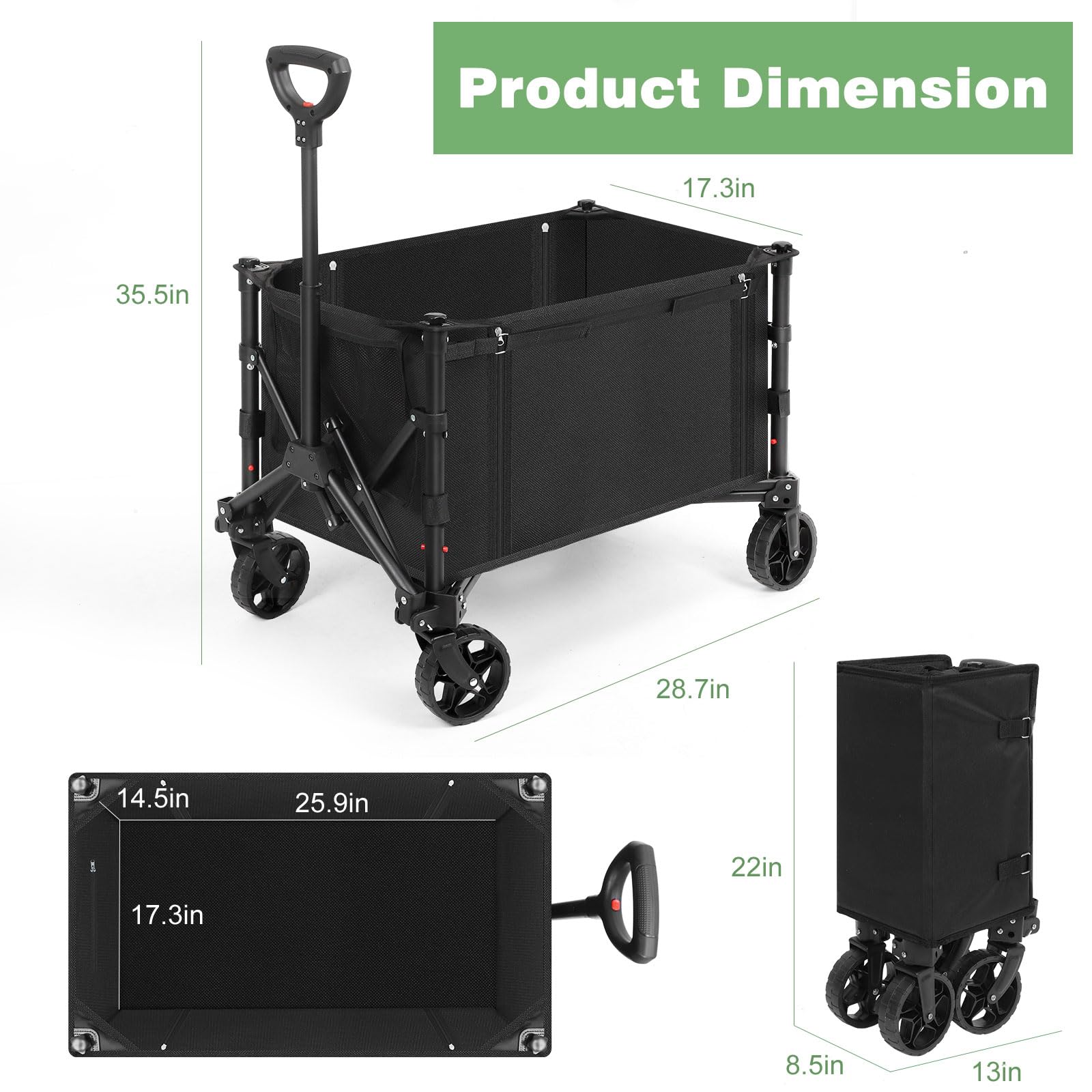 Snapklik.com : OUSHENG Collapsible Foldable Wagon Beach Cart