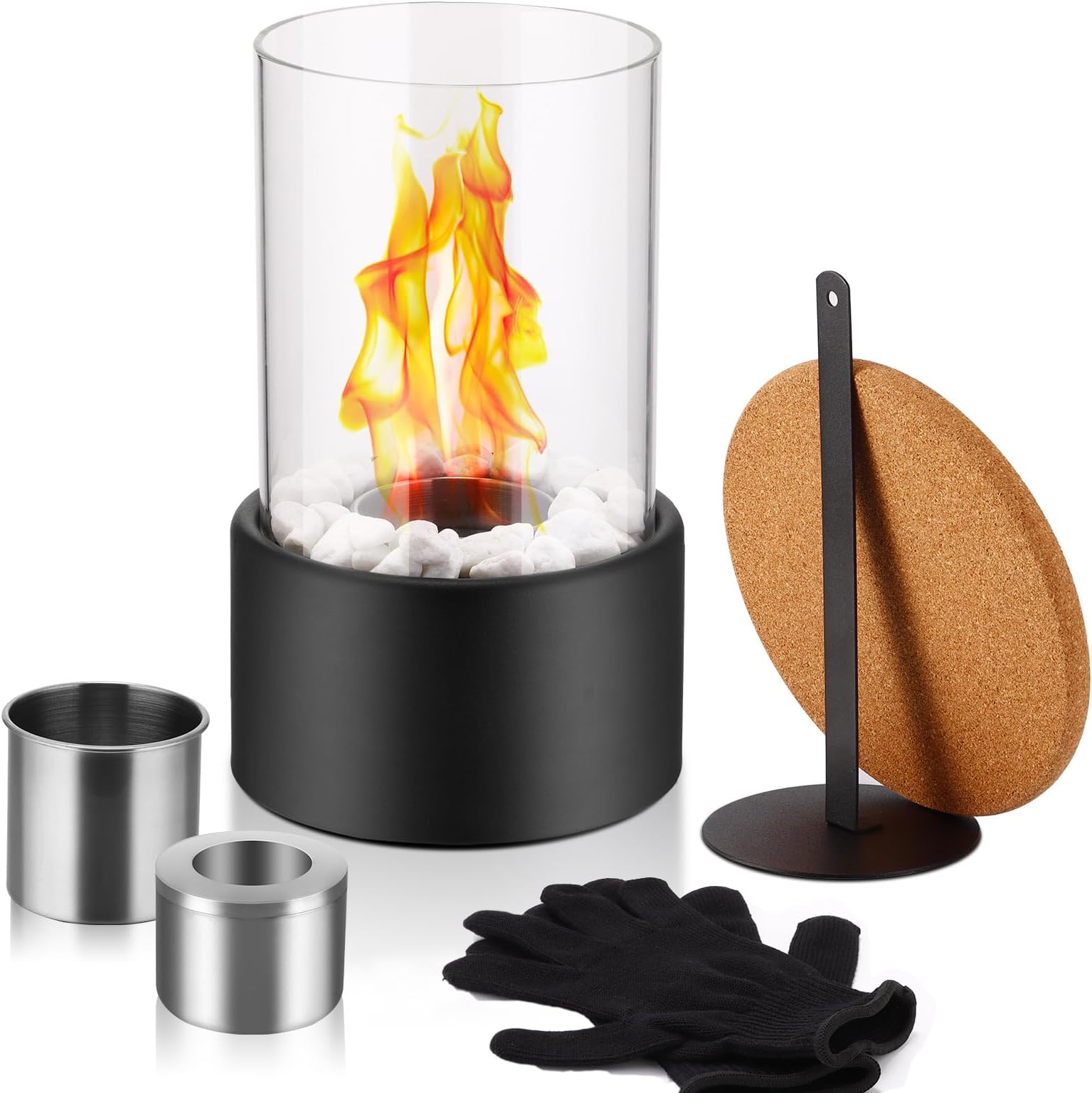 FORNORM Cheminée de Table Cheminée à l'éthanol avec Pierres Décoratives ...