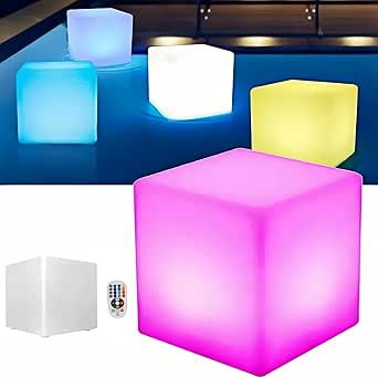 LED Cube Lights, 17inch Rechargeable RGB Colors Changing Light with ...