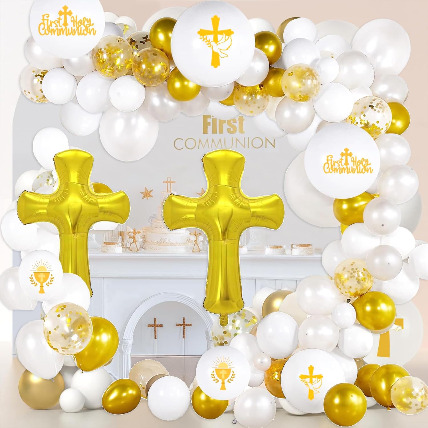 Snapklik.com : First Communion Balloon Arch Garland Kit Baptism ...
