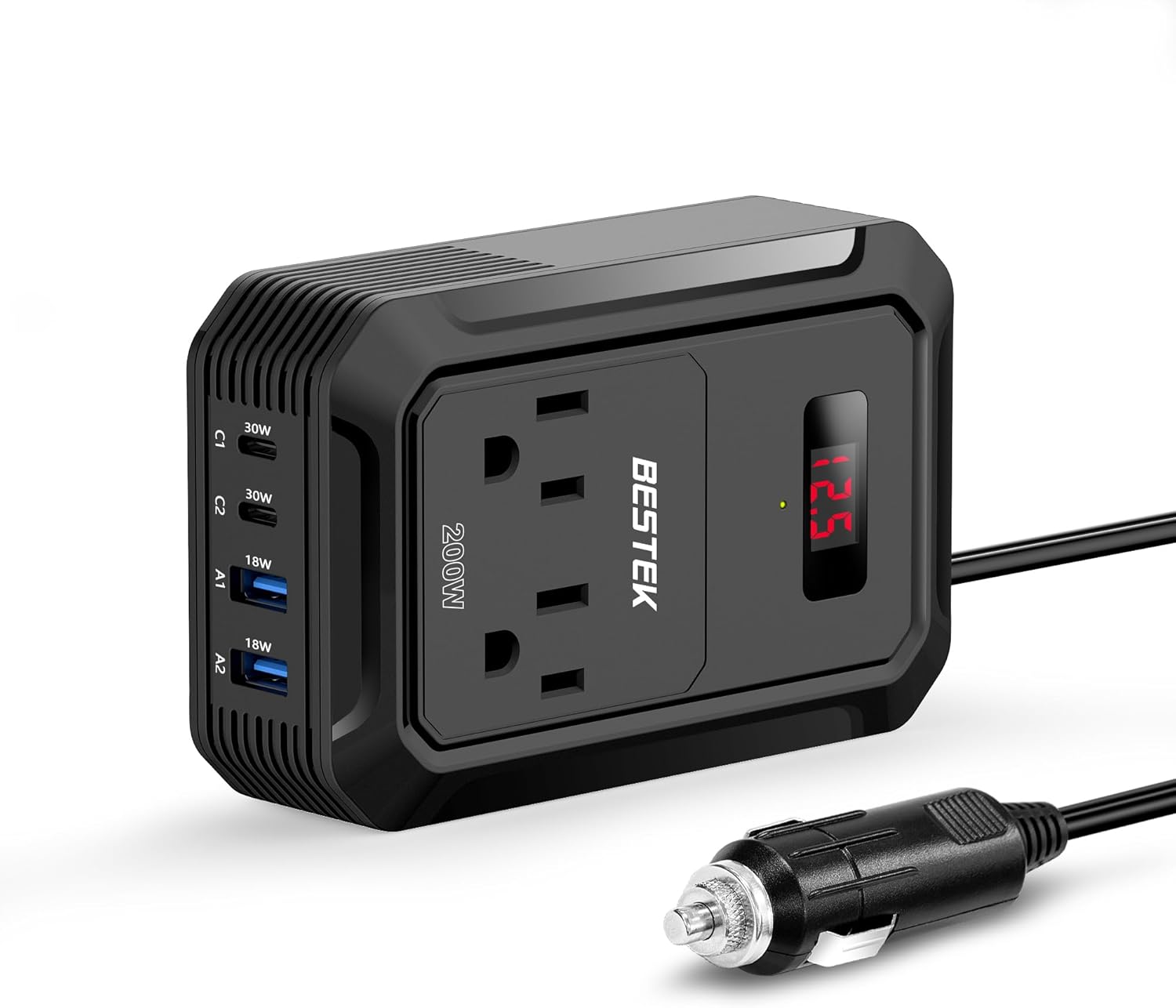 Amazon.com: BESTEK 200W Car Power Inverter - DC 12V to 110V AC ...