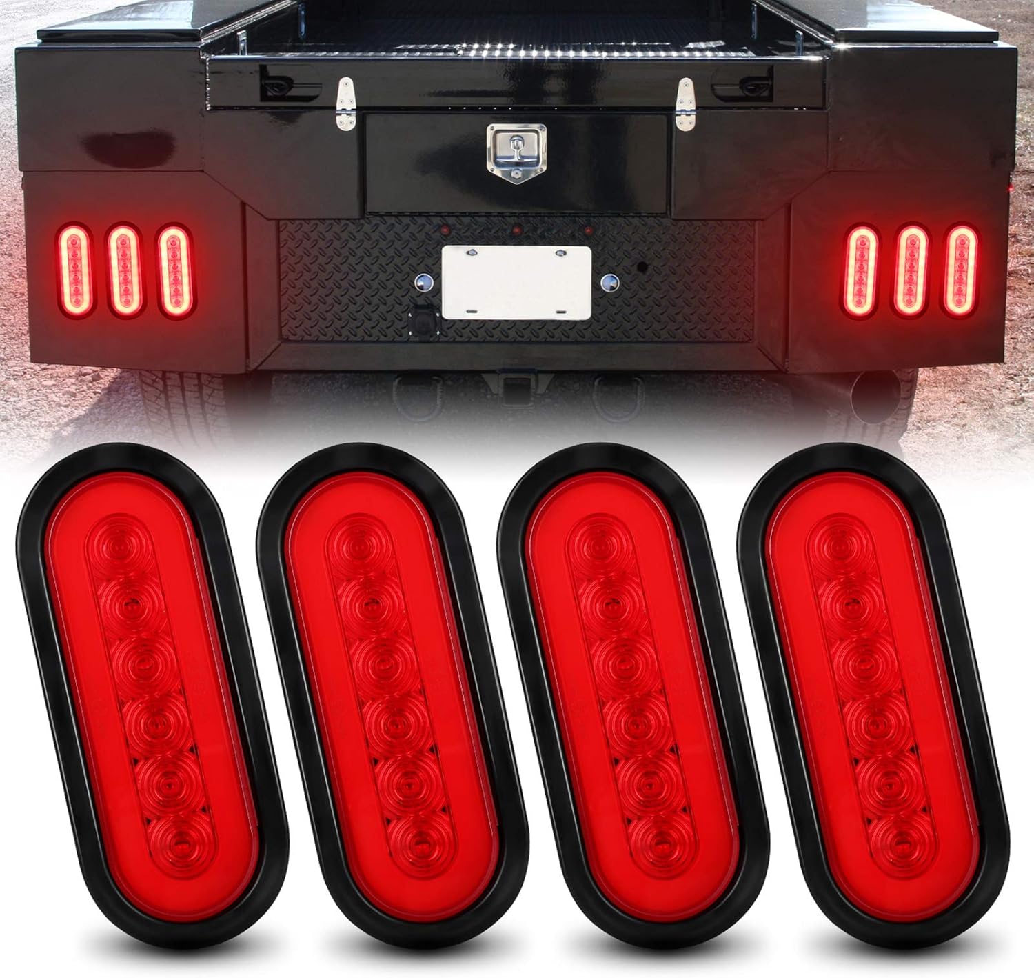 Amazon.com: Aaiwa 6" Oval Red LED Trailer Tail Lights 4PCS, Turn Stop ...
