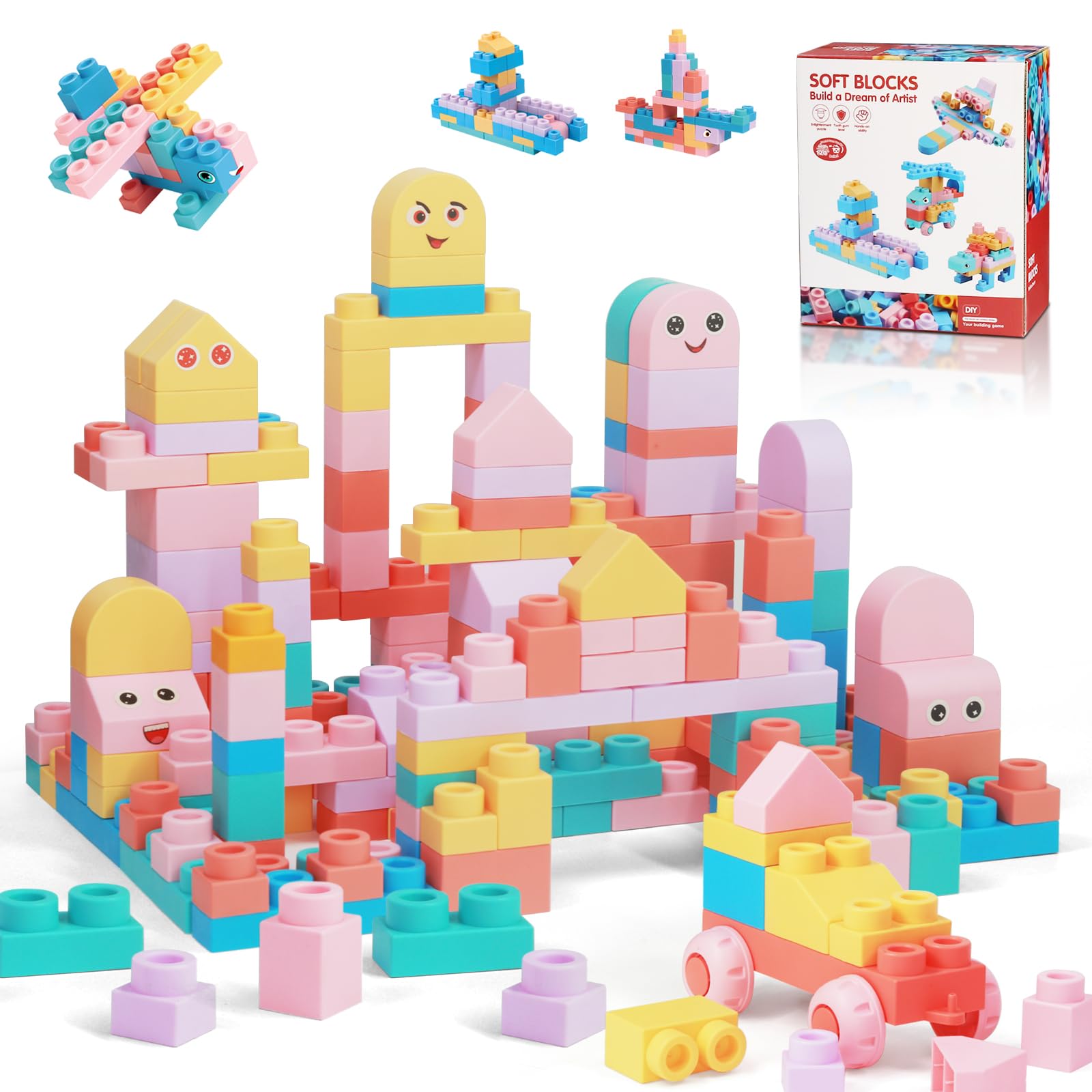 Amazon.com: Soft Building Block Sets for Toddler Aged 2 3 4 5 6 Years Old.Preschool Toy for ...