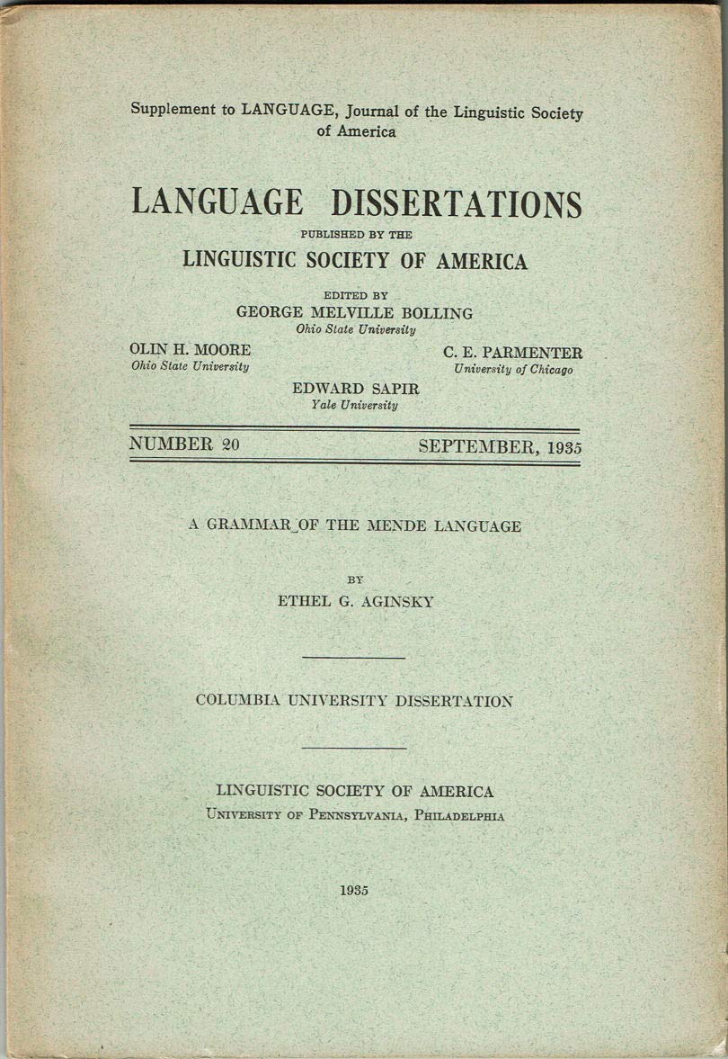 Amazon.com: A Grammar the Mende Language (Language Dissertations Ser ...