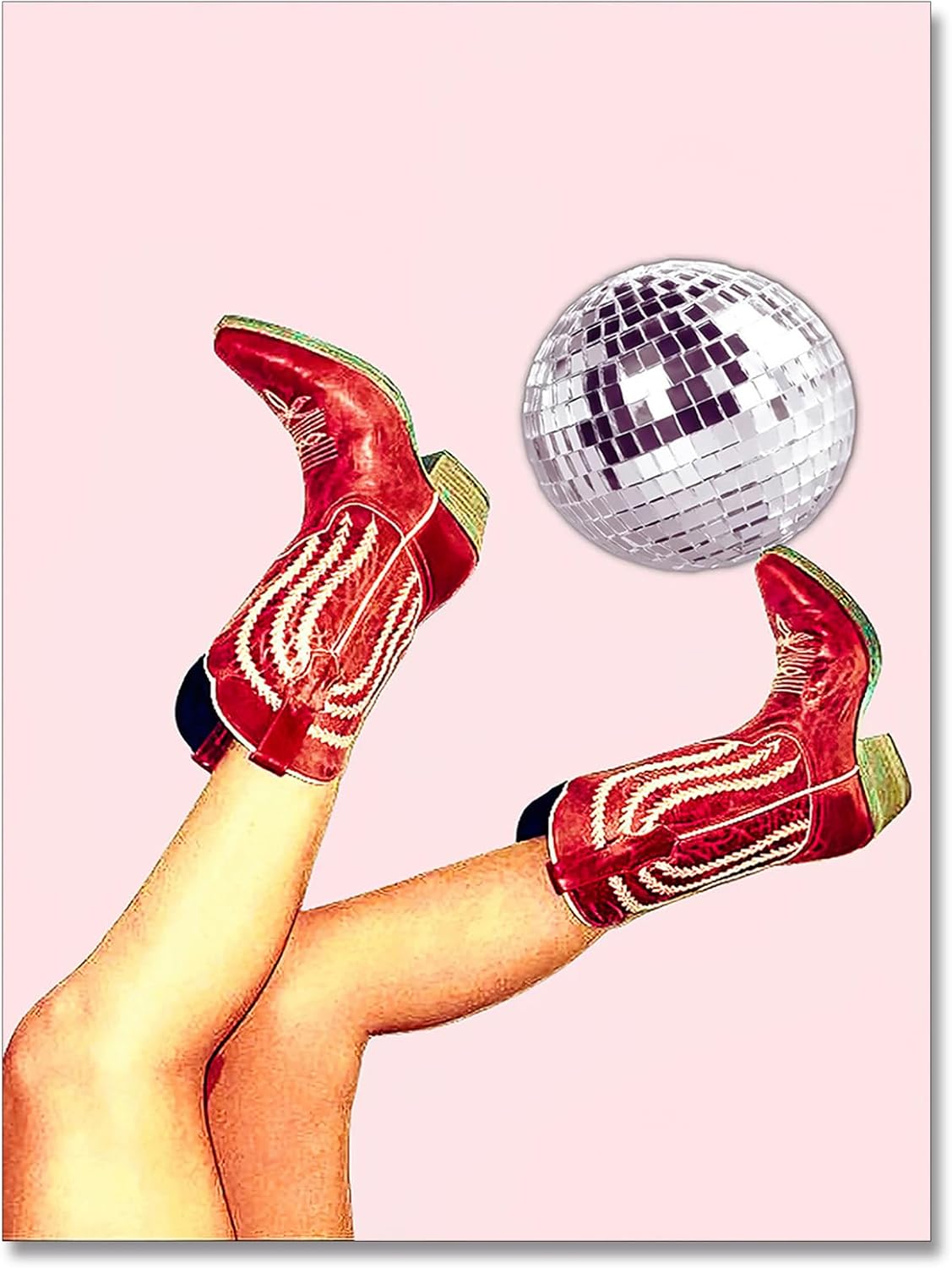 Amazon.com: Vintage Disco Ball Print Poster Cowgirl Boot Print Trendy ...
