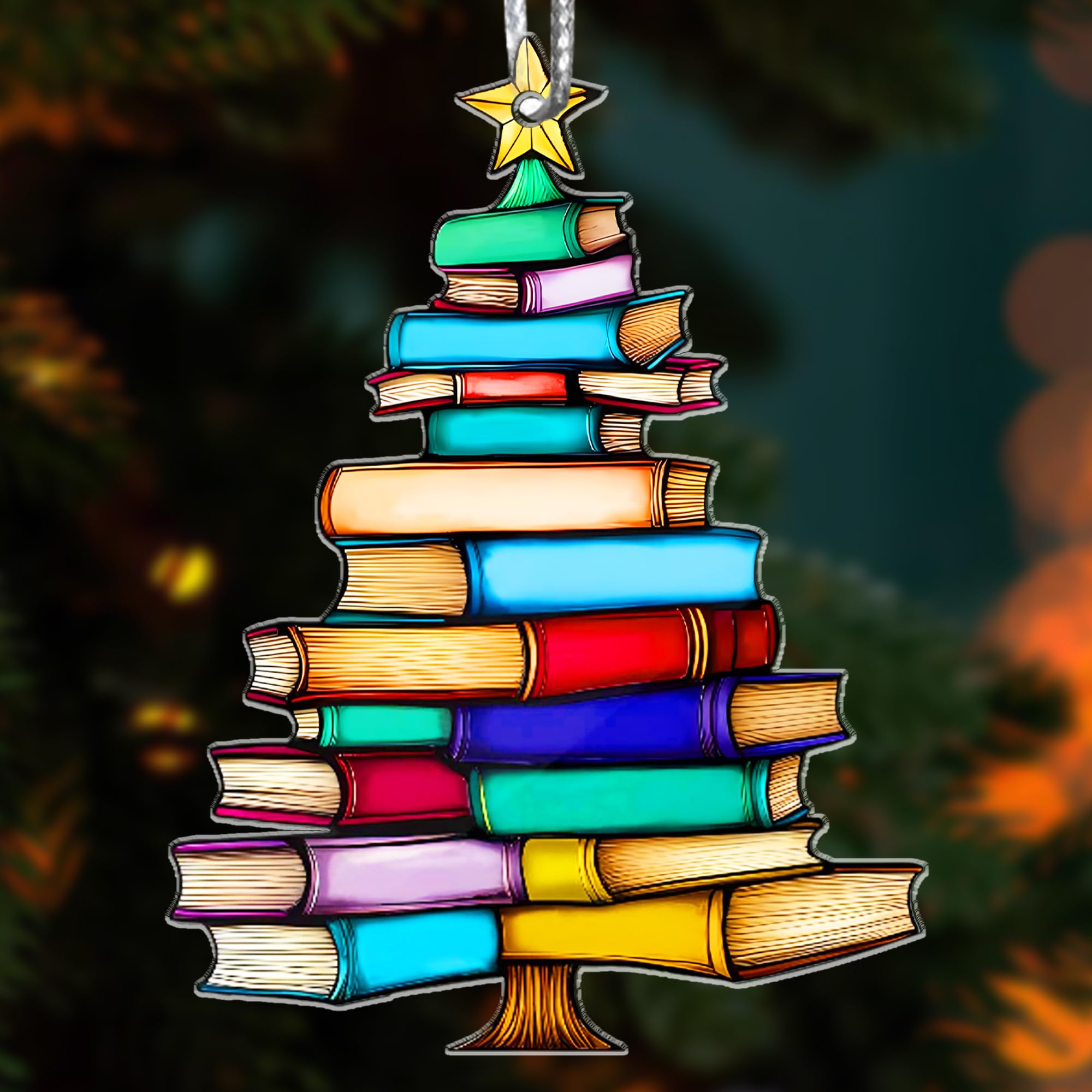 Amazon.com: Stack of Books Christmas Ornament Suncatcher Effect, 2024 ...