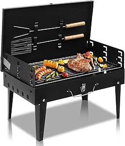 Amazon.com : Barbecue Grill, Portable Square Charcoal Grill Tabletop ...