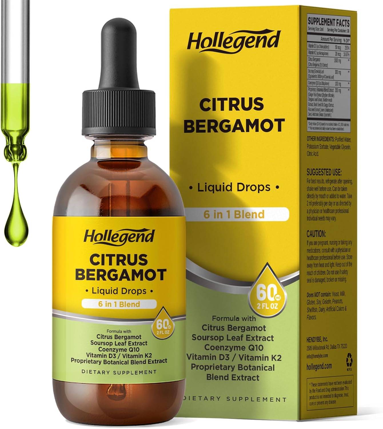 Amazon.com: HOLLEGEND Citrus Bergamot Liquid Drops, Organic Citrus ...