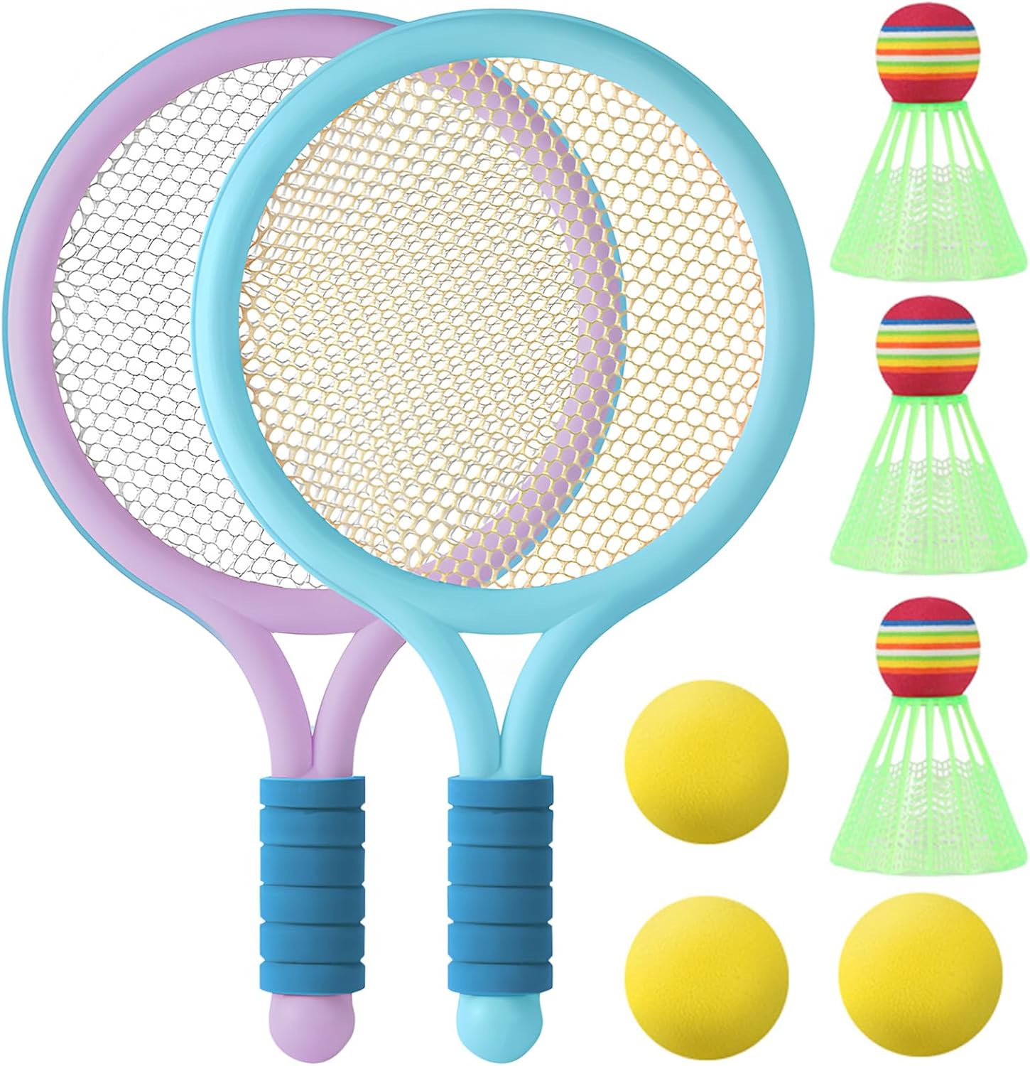 CECOMBINE Kid Tennis Badminton Racket Sets, 2 Plastic Rackets with 3 ...