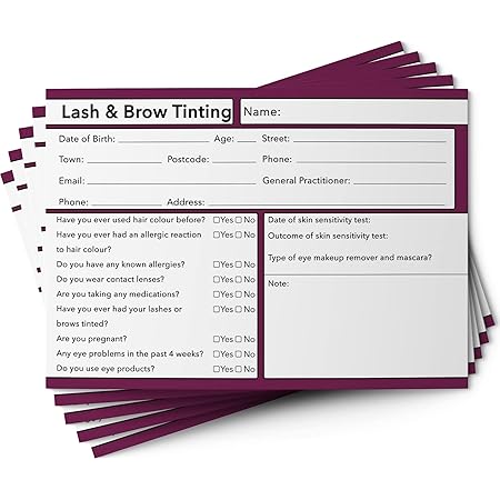 Lash Lift Patch Test Client Cards A6 Size - Salon and Therapist ...