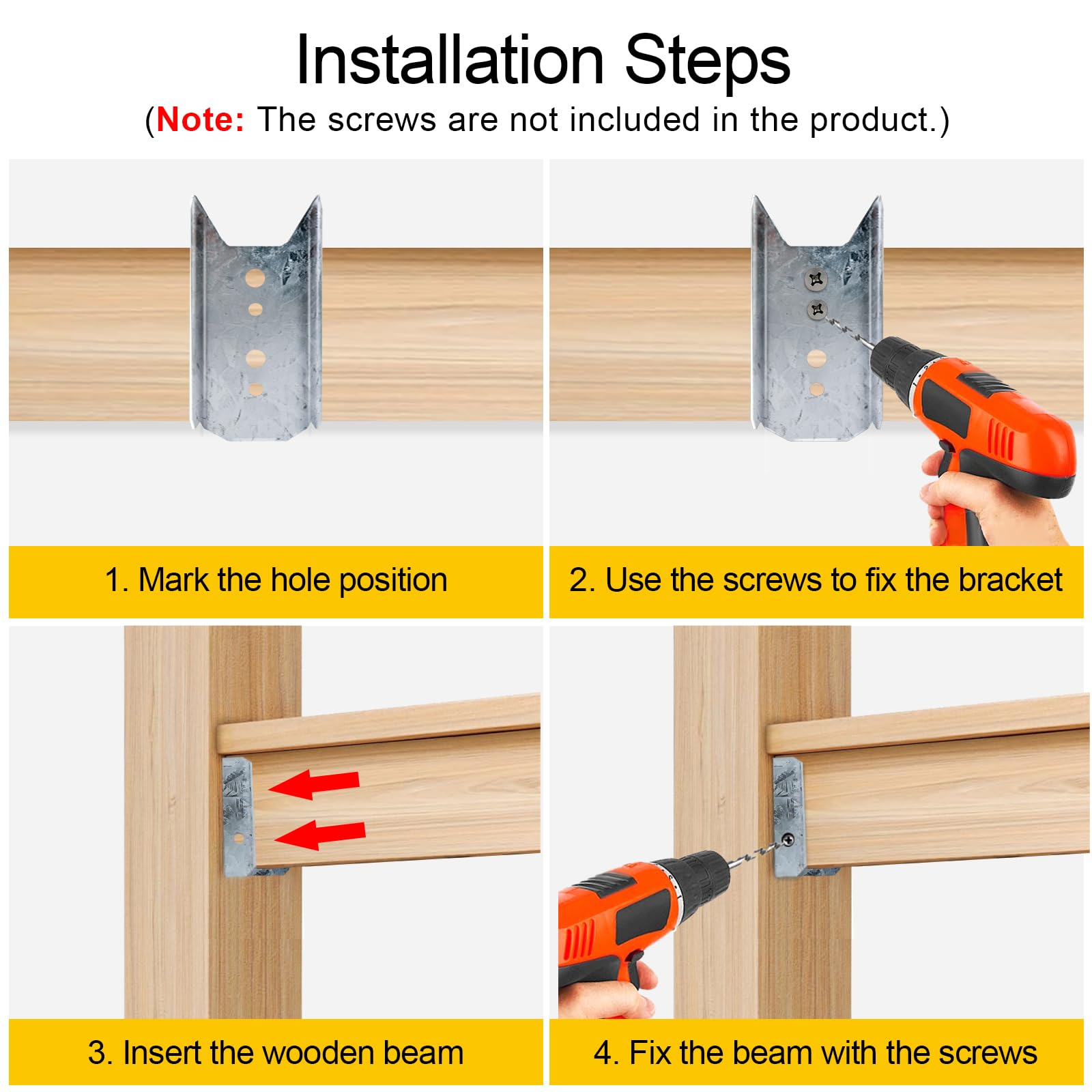 Snapklik.com : LukLoy 2x4 Brackets For Wood Rail, 50 Pack Galvanized ...