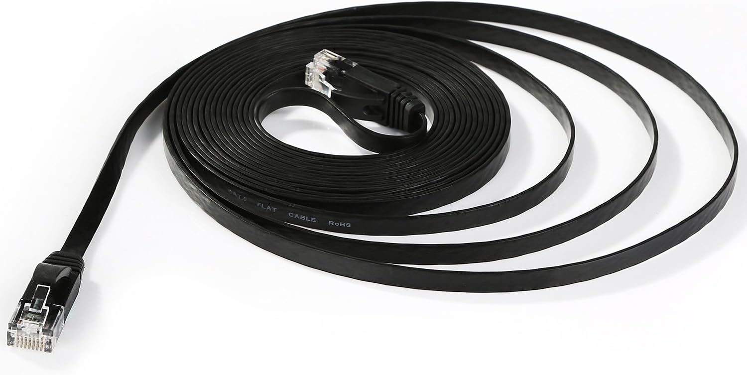Amazon.com: Hexagon Network - Ethernet Cable Cat6 Flat 15ft Black ...