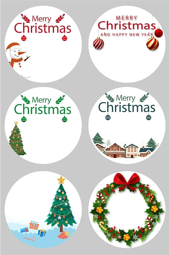Amazon.com: Christmas Sticker,2 inch150pcs 6 Designs Merry Christmas ...