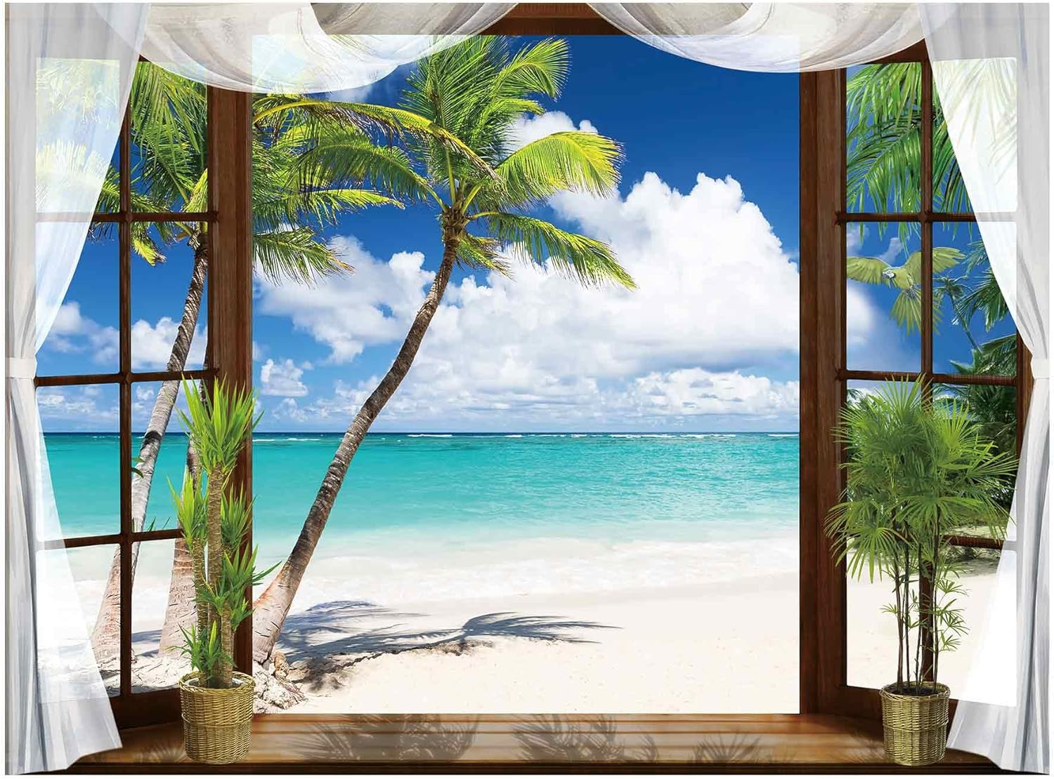 Amazon.com : Allenjoy 8x6ft Summer Tropical Window Backdrop for ...