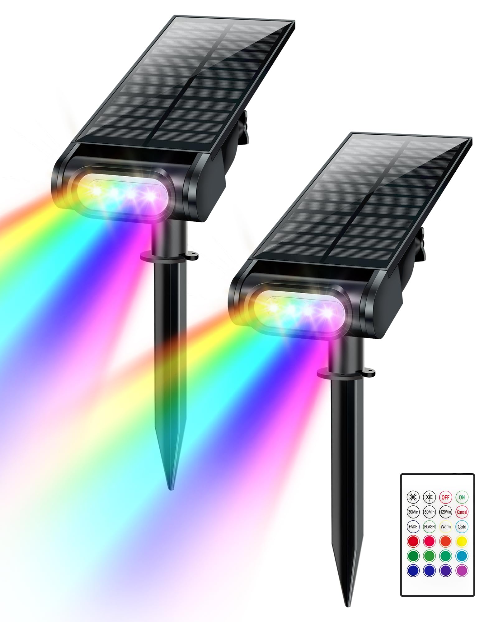 Brthera Color Changing Solar Spot Lights Outdoor, Solar Landscape ...
