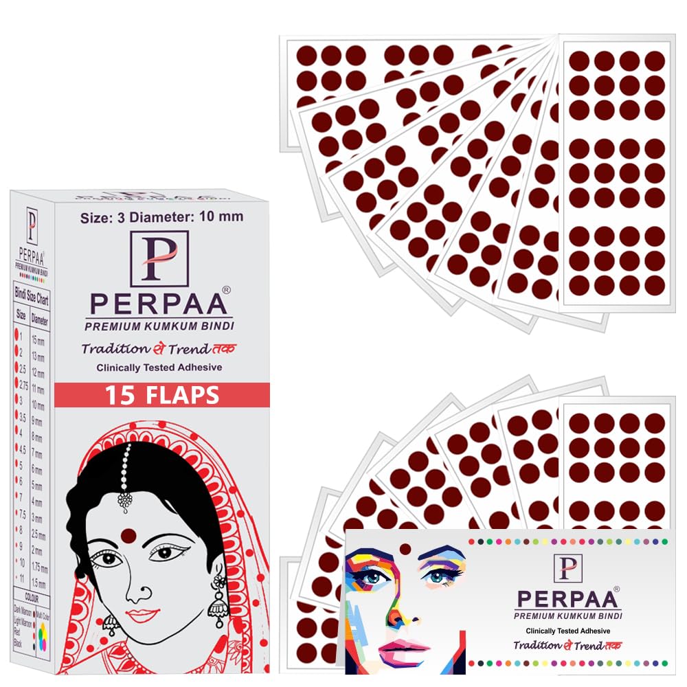PERPAA Premium Velvet Sticker Kumkum Bindi Box of 15 Flaps - Pottu for ...