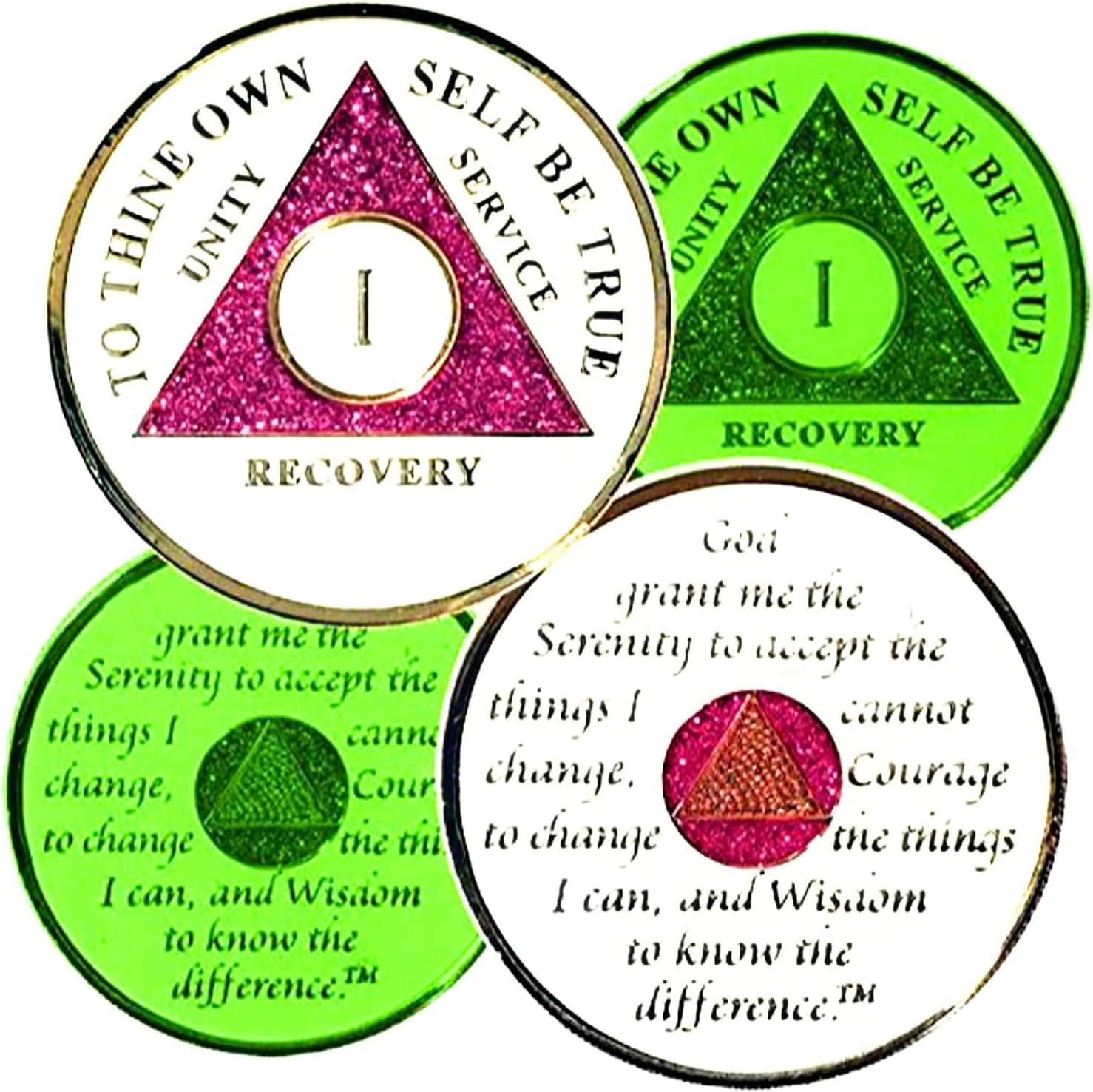 Amazon.com : 4 Year AA Medallion - Pink Glitter Alcoholics Anonymous ...