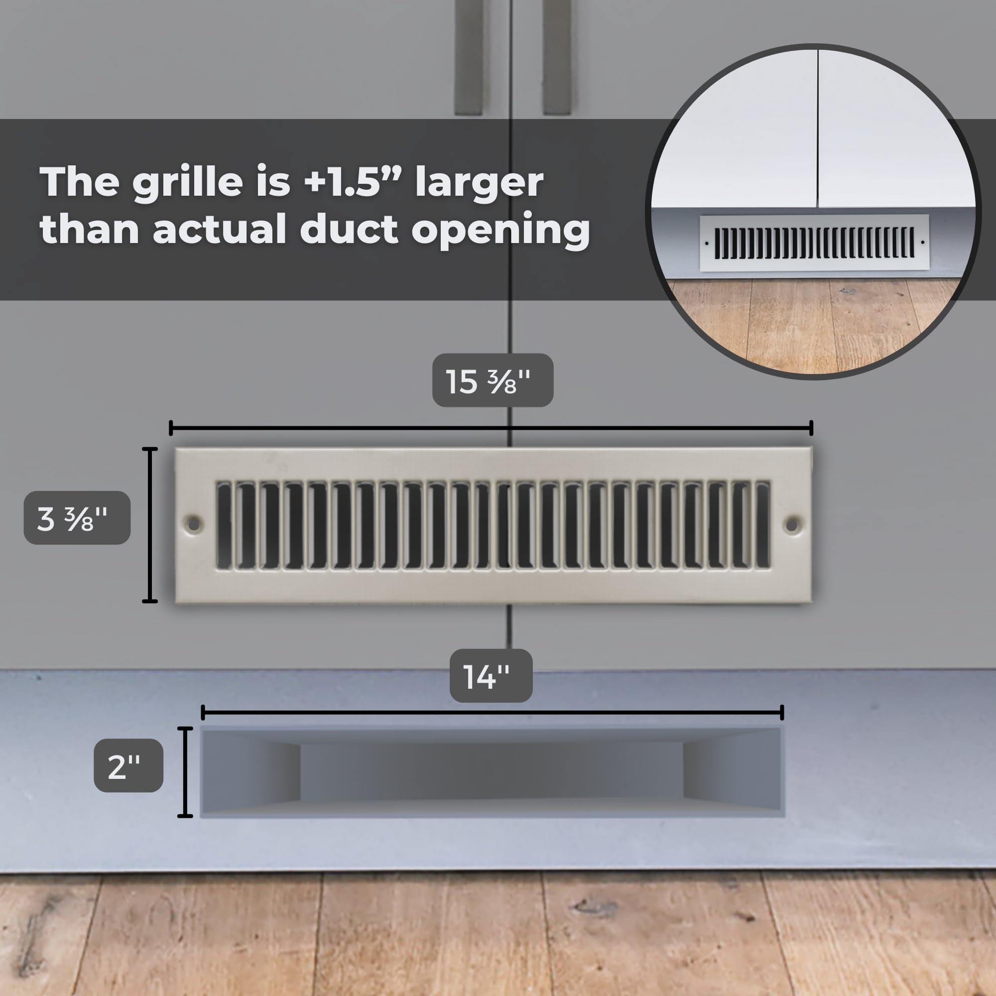 Snapklik.com : 2 Pack Fits 2x14 Duct Opening Toe Kick Vent Cover By ...