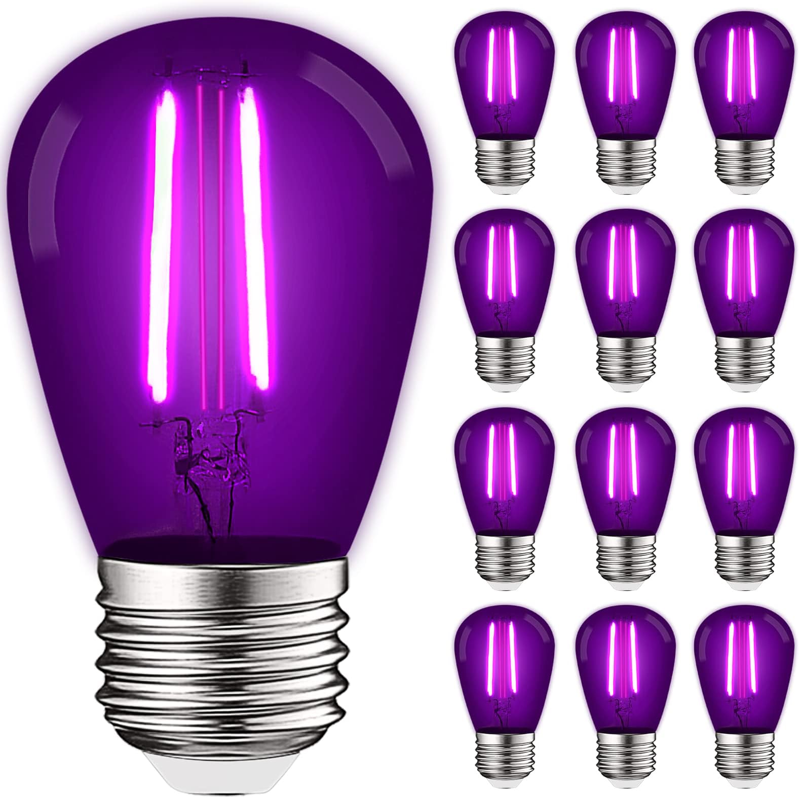 15 Pack Purple LED Bulb S14 Replacement LED Light Bulbs 2W Plastic ...