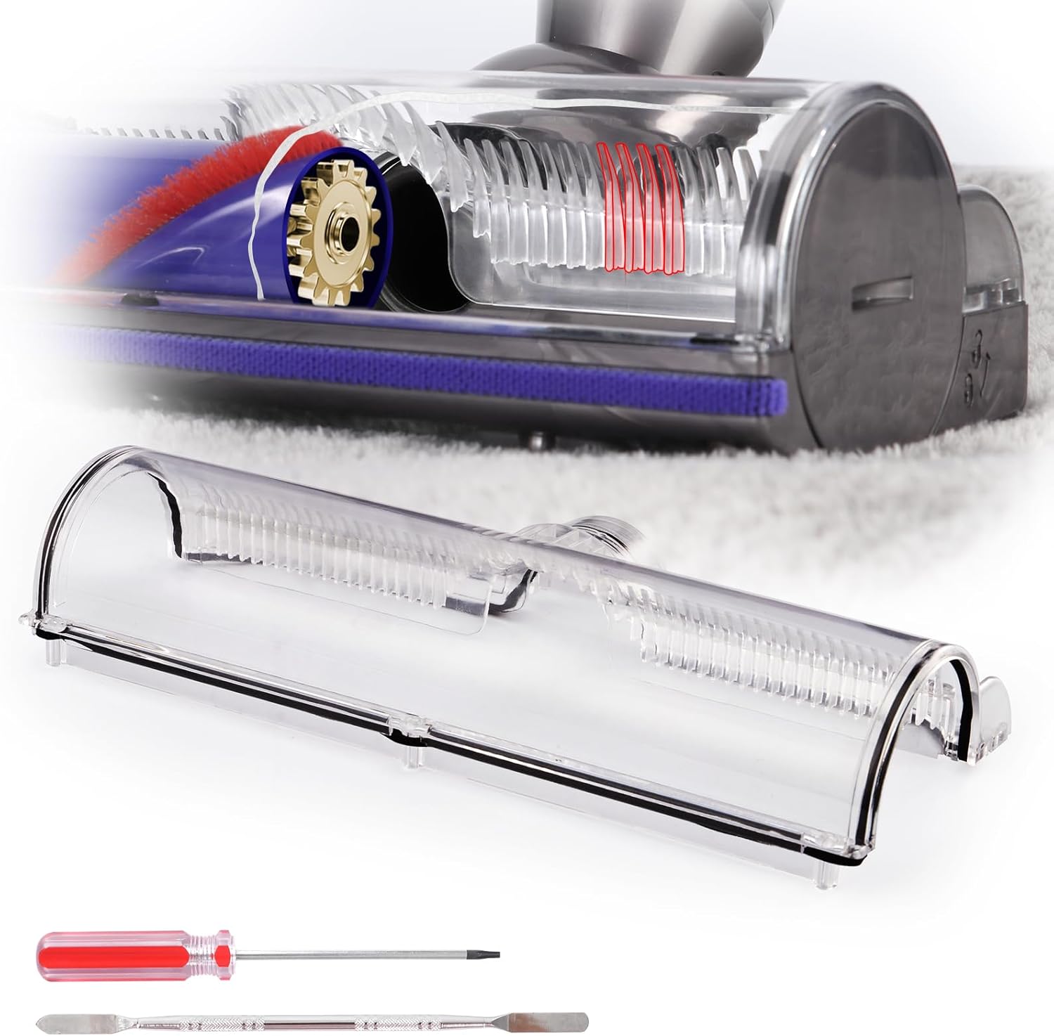 Roller Brush and Brushbar Housing Set Replacement for Dyson V8 V10 V12 ...